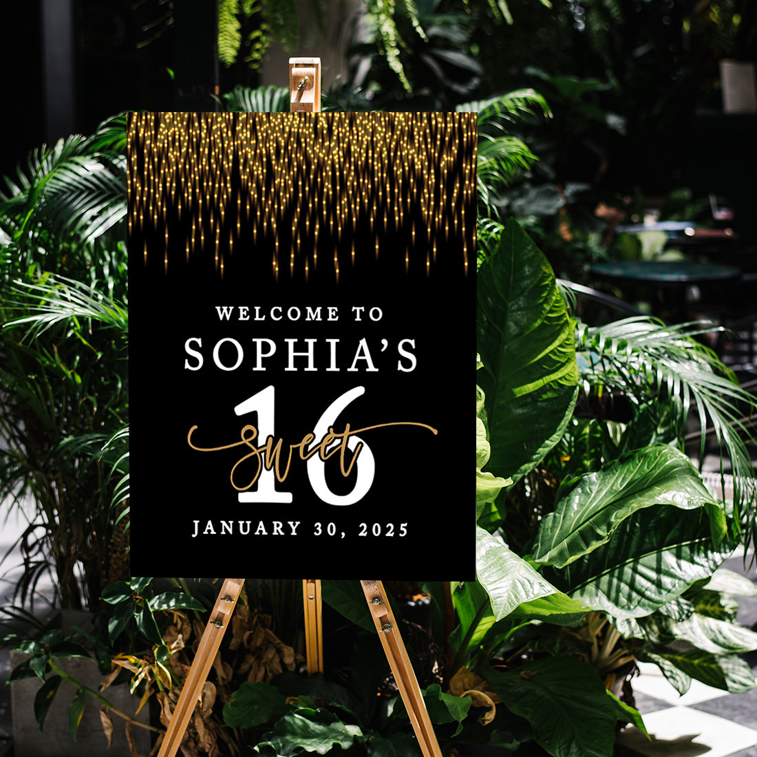 Koyal Wholesale Large Custom Sweet 16 Welcome Sign, Black & Gold ...