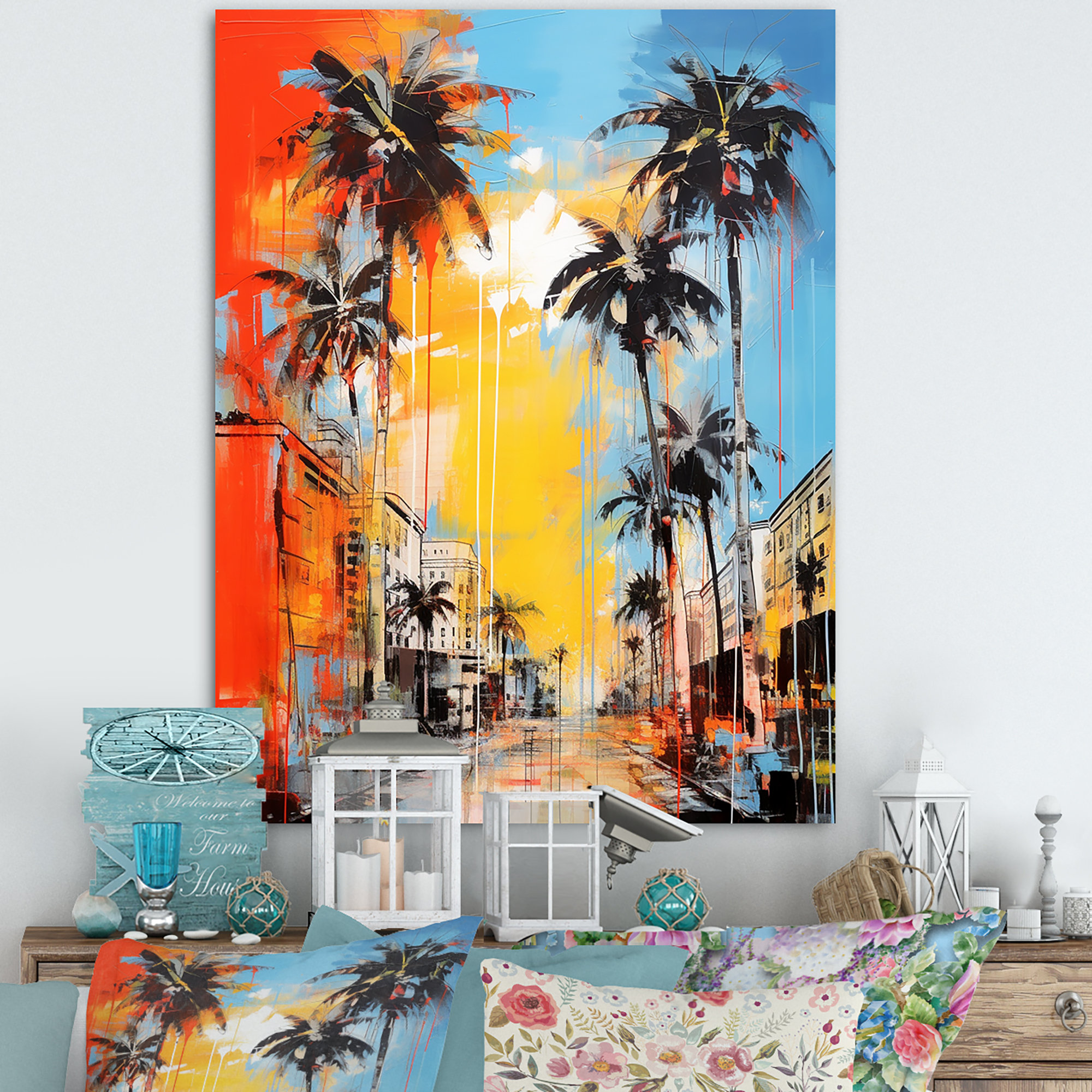 Red Barrel Studio® Ballas Popart Palm Trees IV Framed On Canvas Print ...