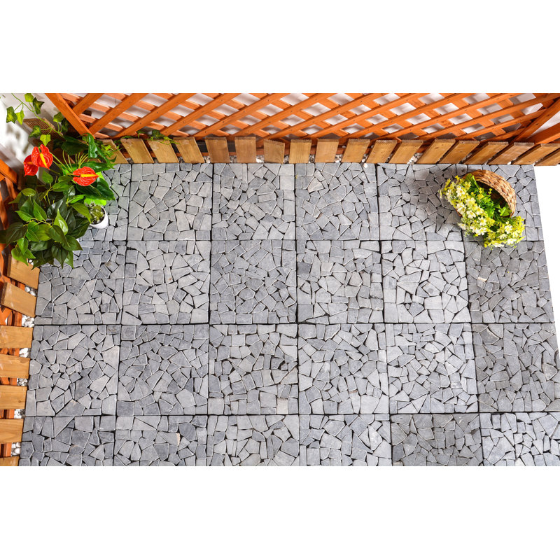 Courtyard Casual Furniture 11.8" x 11.8" Stone Interlocking Deck Tile ...