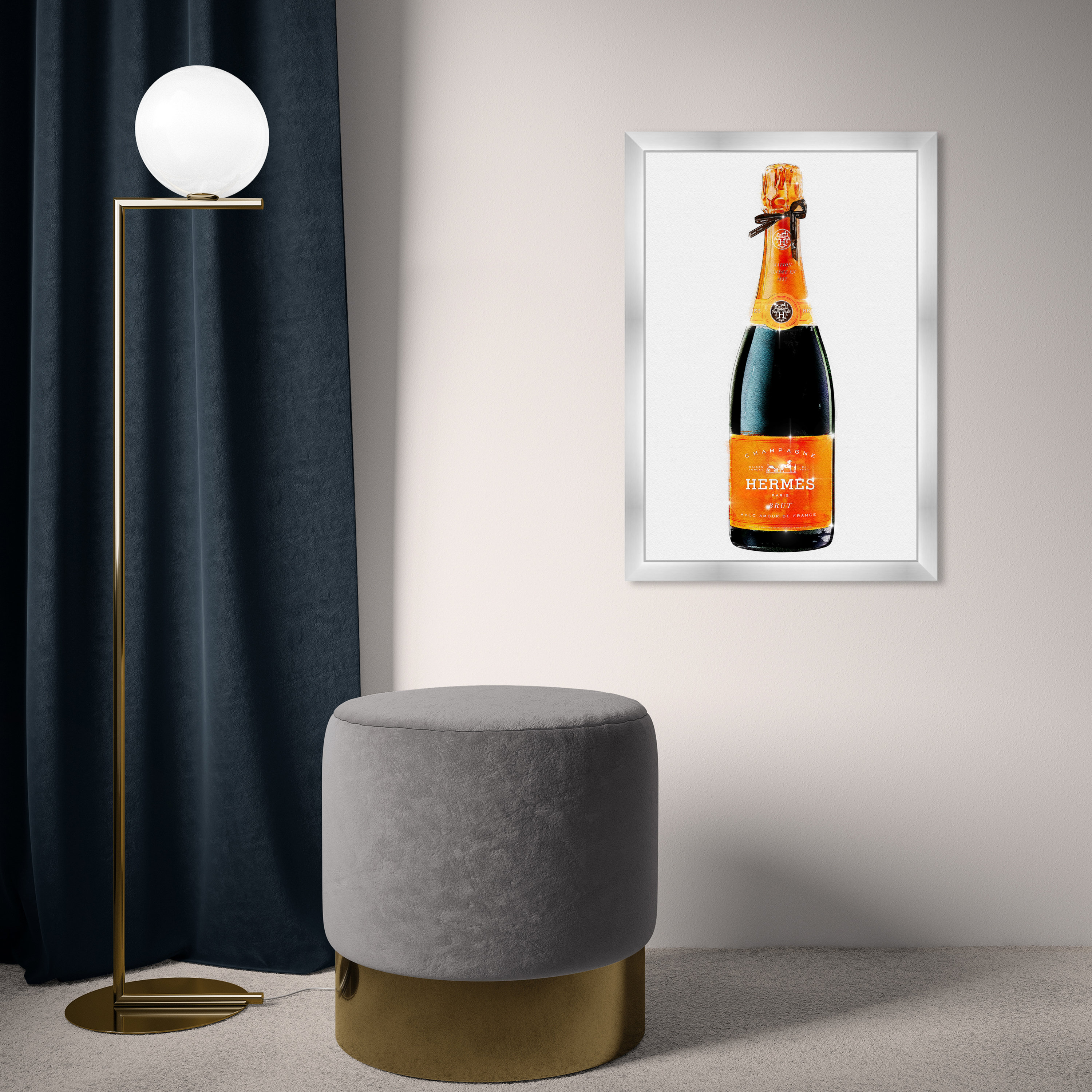 Oliver Gal «Parisian Luxe Champagne», impression d'art mural encadré ...