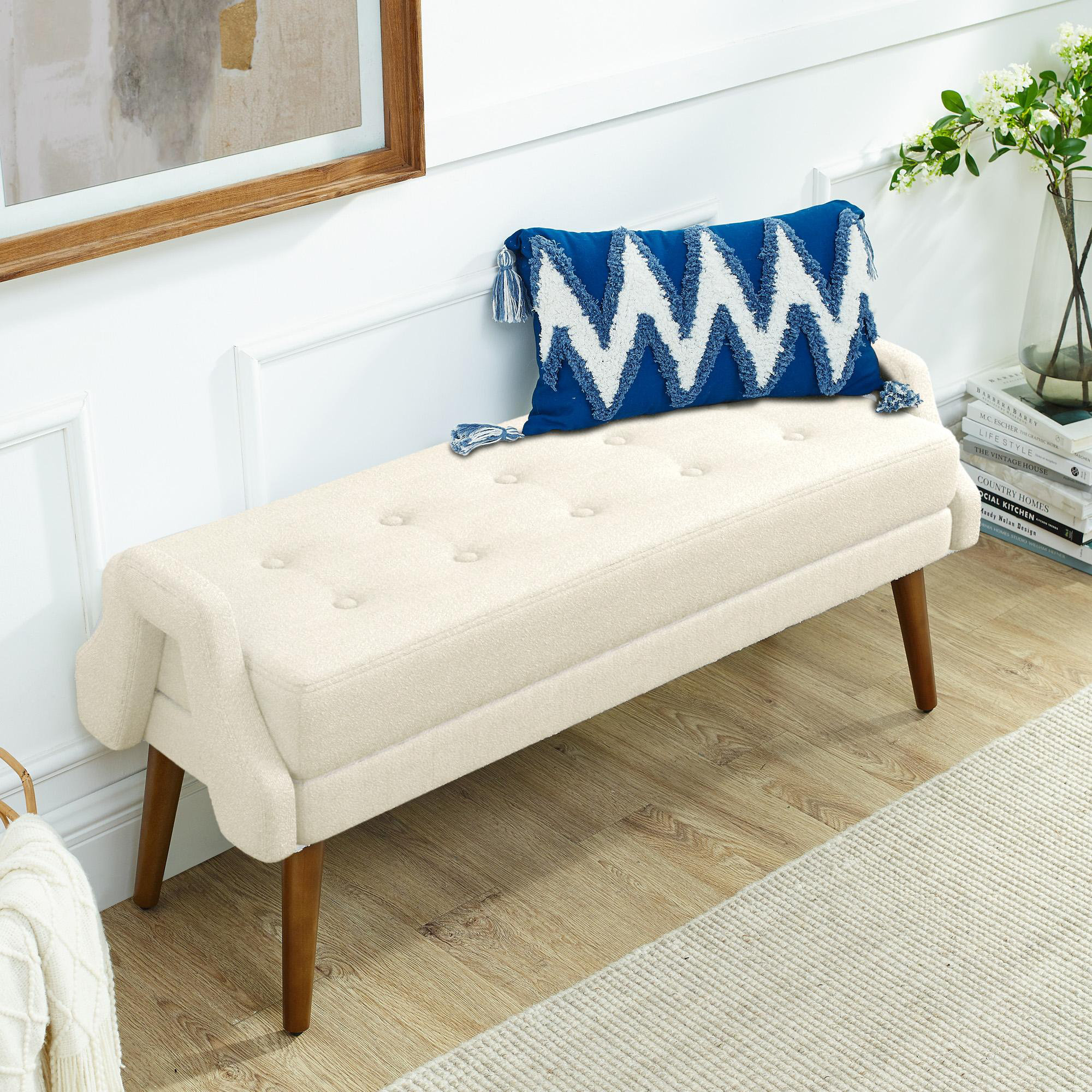 George Oliver Modern living room bench, made of looped yarn fabric ...