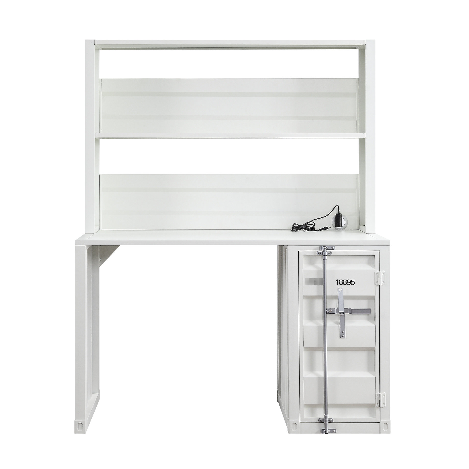 Hokku Designs White Finish Metal Desk With - Iron Plate Top, Open ...