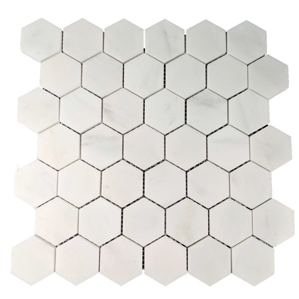Mango Tile Alps 12" x 12" Marble Honeycomb Mosaic Wall & Floor Tile ...