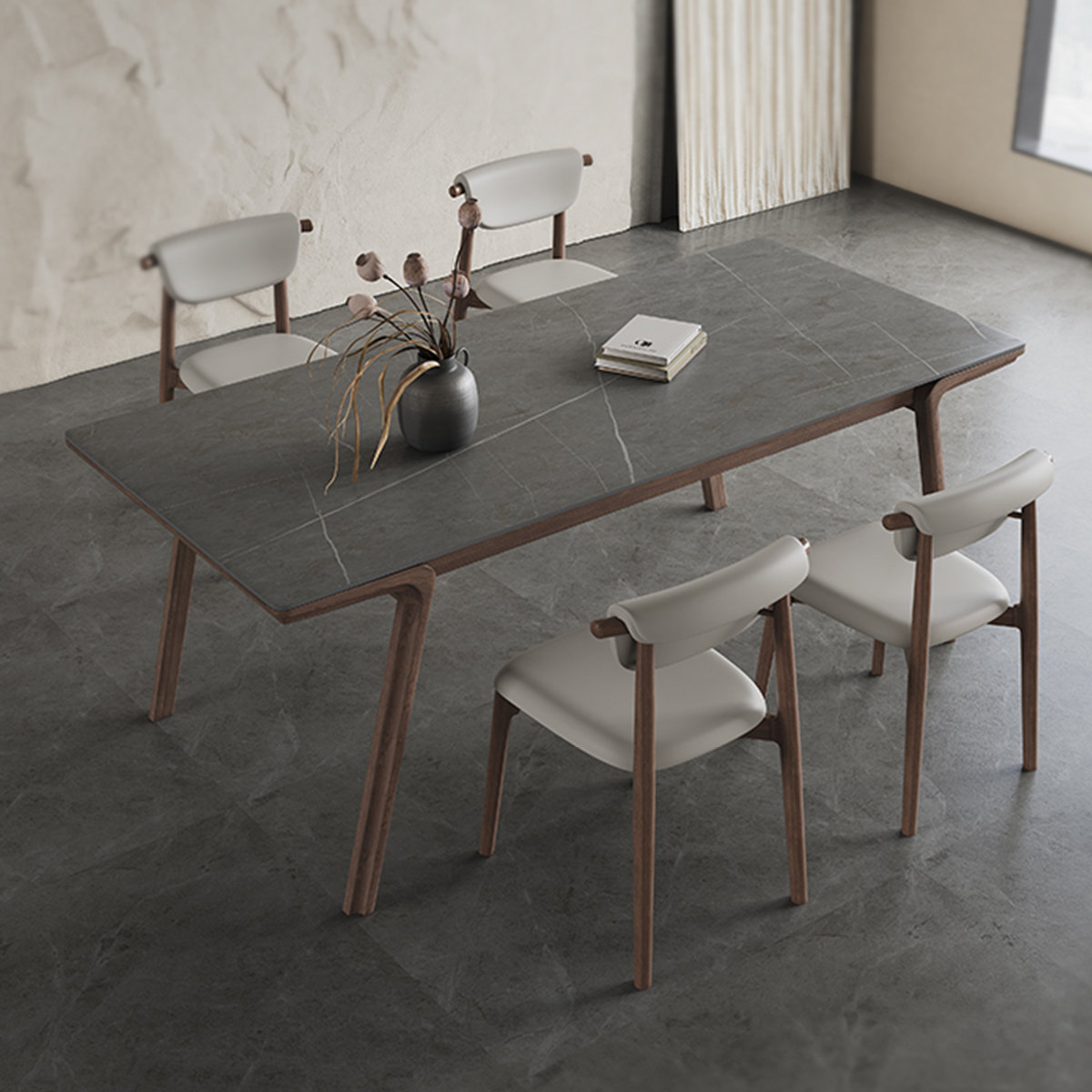 Corrigan Studio® 4 - Person Grey Rectangular Slate Dining Table Set ...