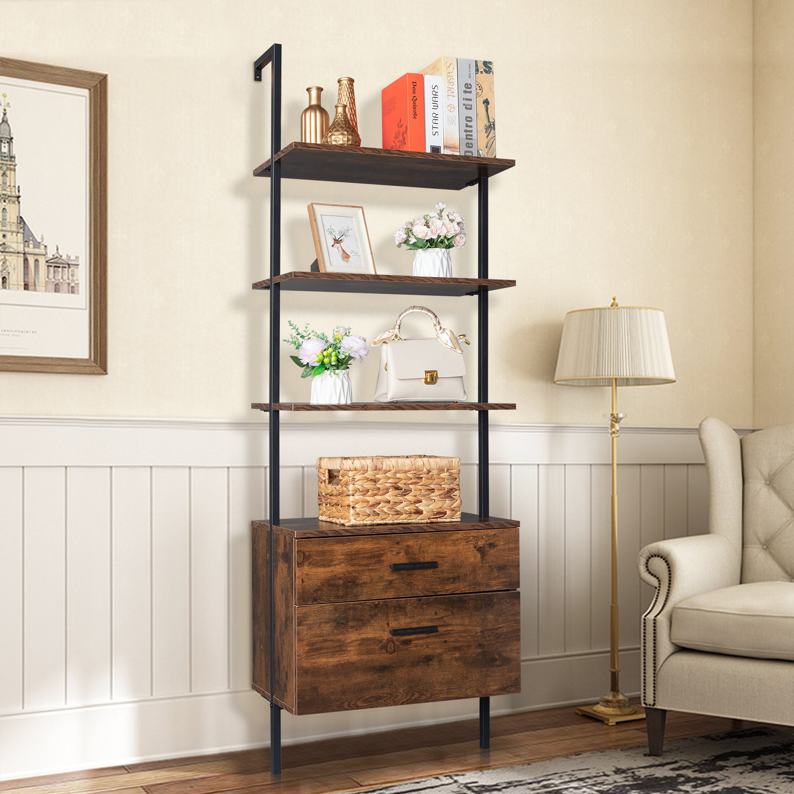 Trent Austin Design® 70.87" H x 23.62" W Steel Etagere Bookcase ...