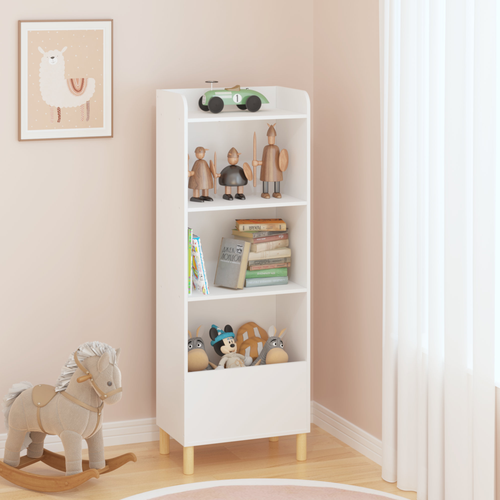 Lipoton Kids 4-Tier Bookcase, Children's Book Display, Bookshelf Toy ...