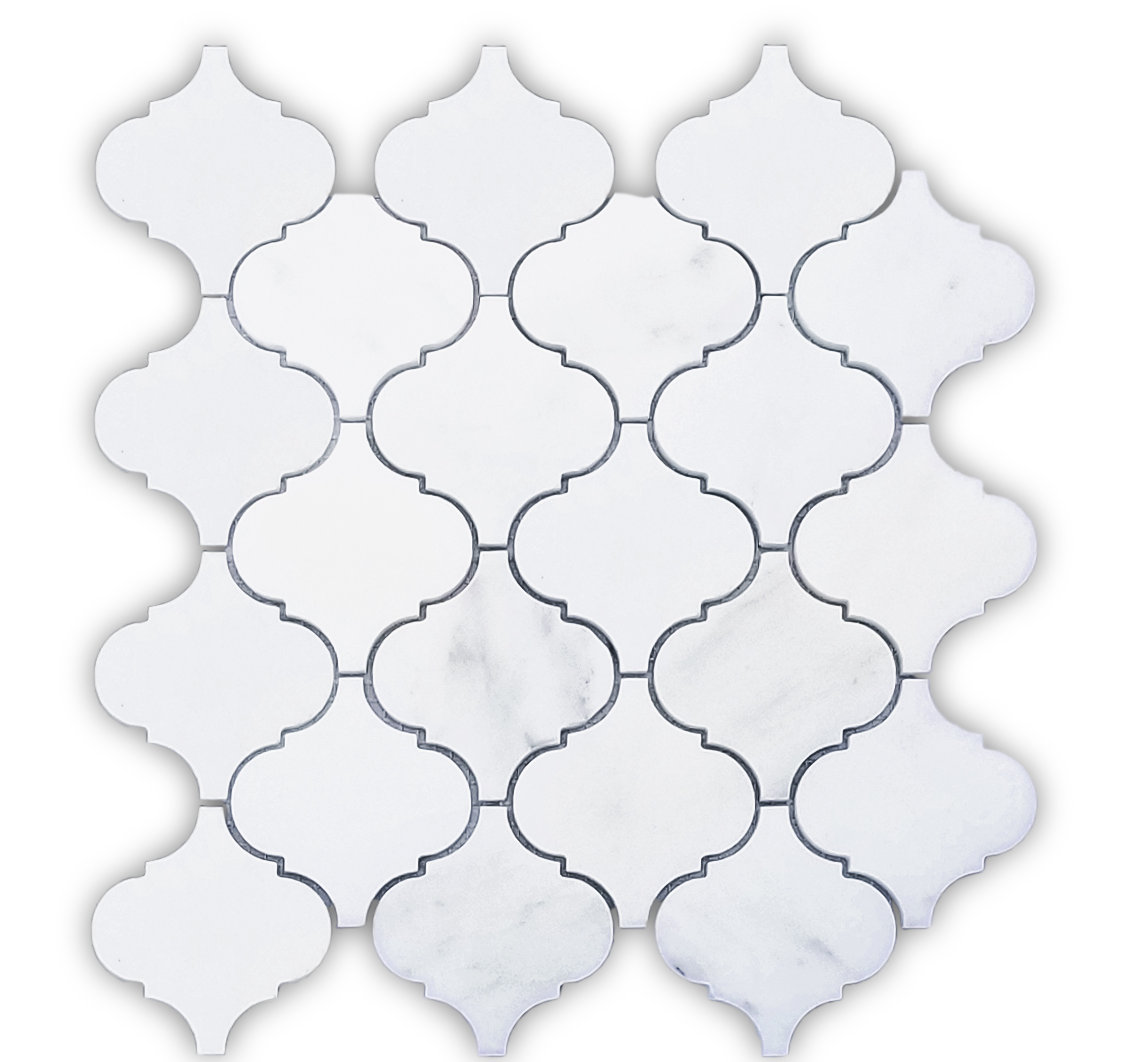 Mango Tile Alps 10" x 12" Marble Arabesque Mosaic Wall & Floor Tile ...