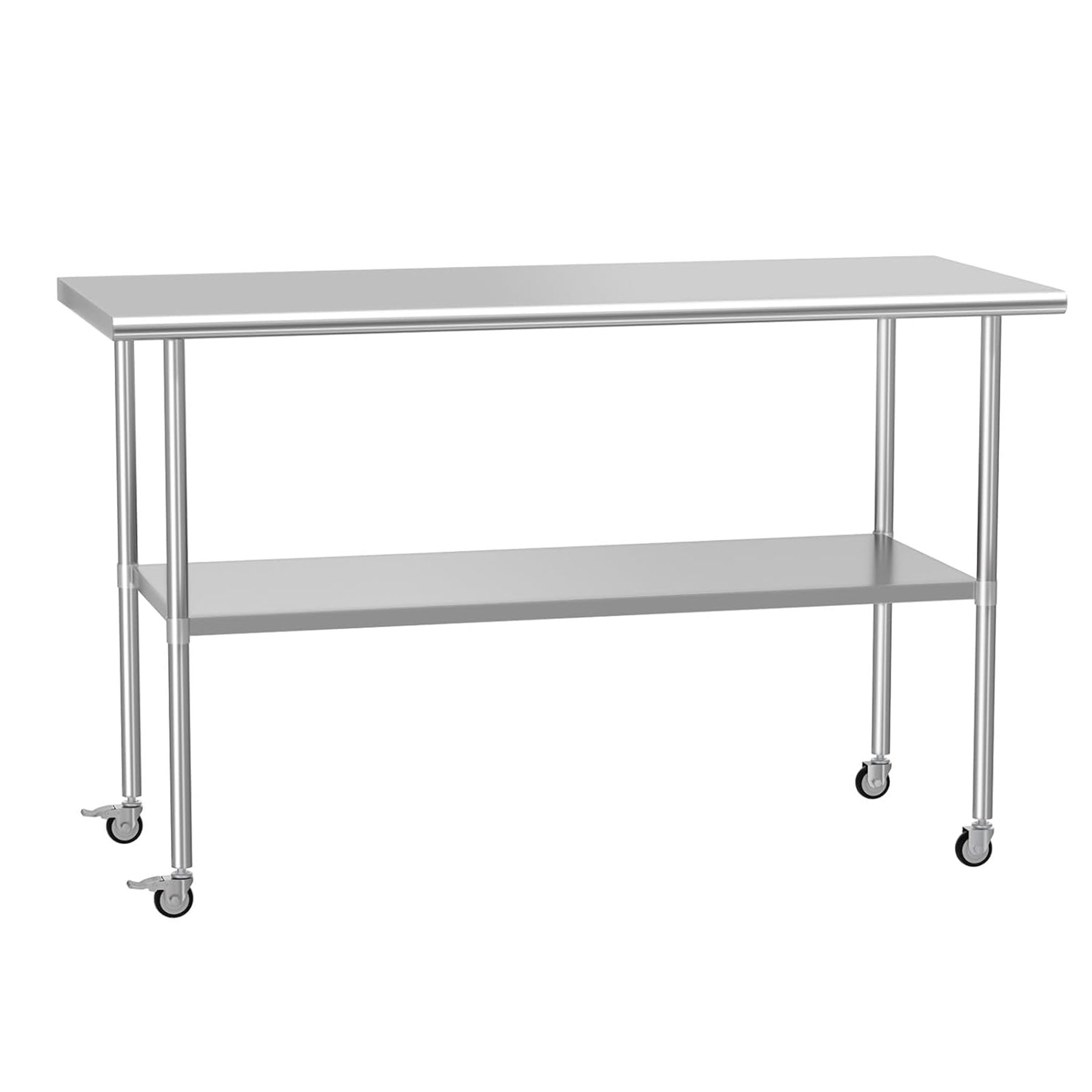 DAMALU Stainless Steel Table Metal Prep Table with wheels Adjustable ...