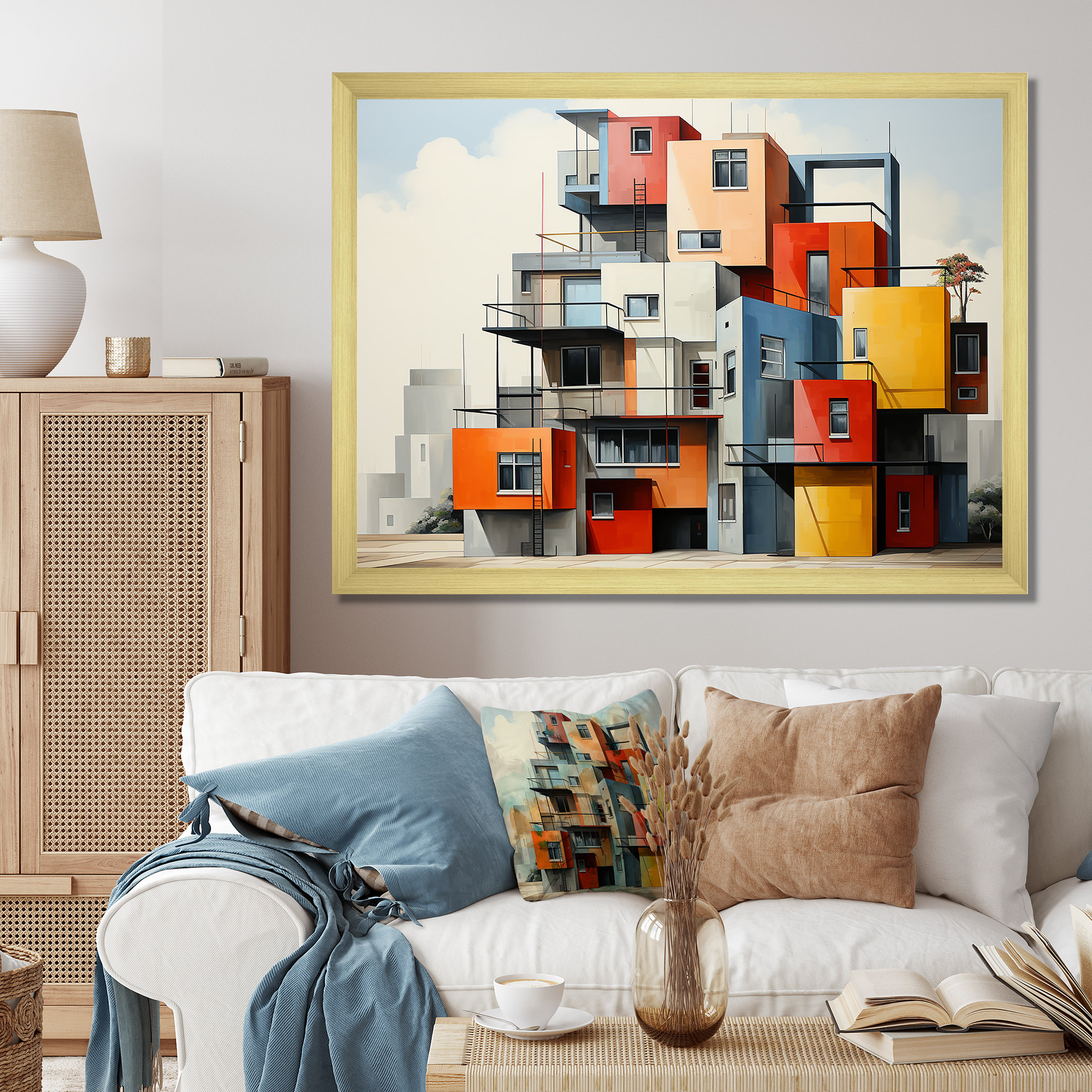 Design Art Colorful Cubic City De Stijil II - Buildings Canvas Print ...