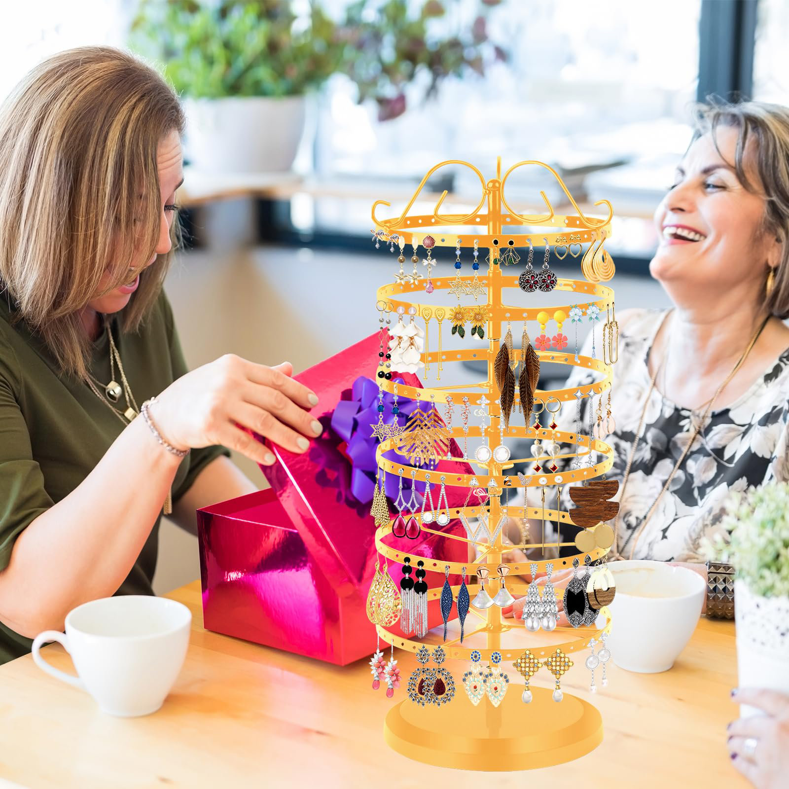 House of Hampton® 6 Tiers Rotating Earring Holder Organizer Stand,264 ...