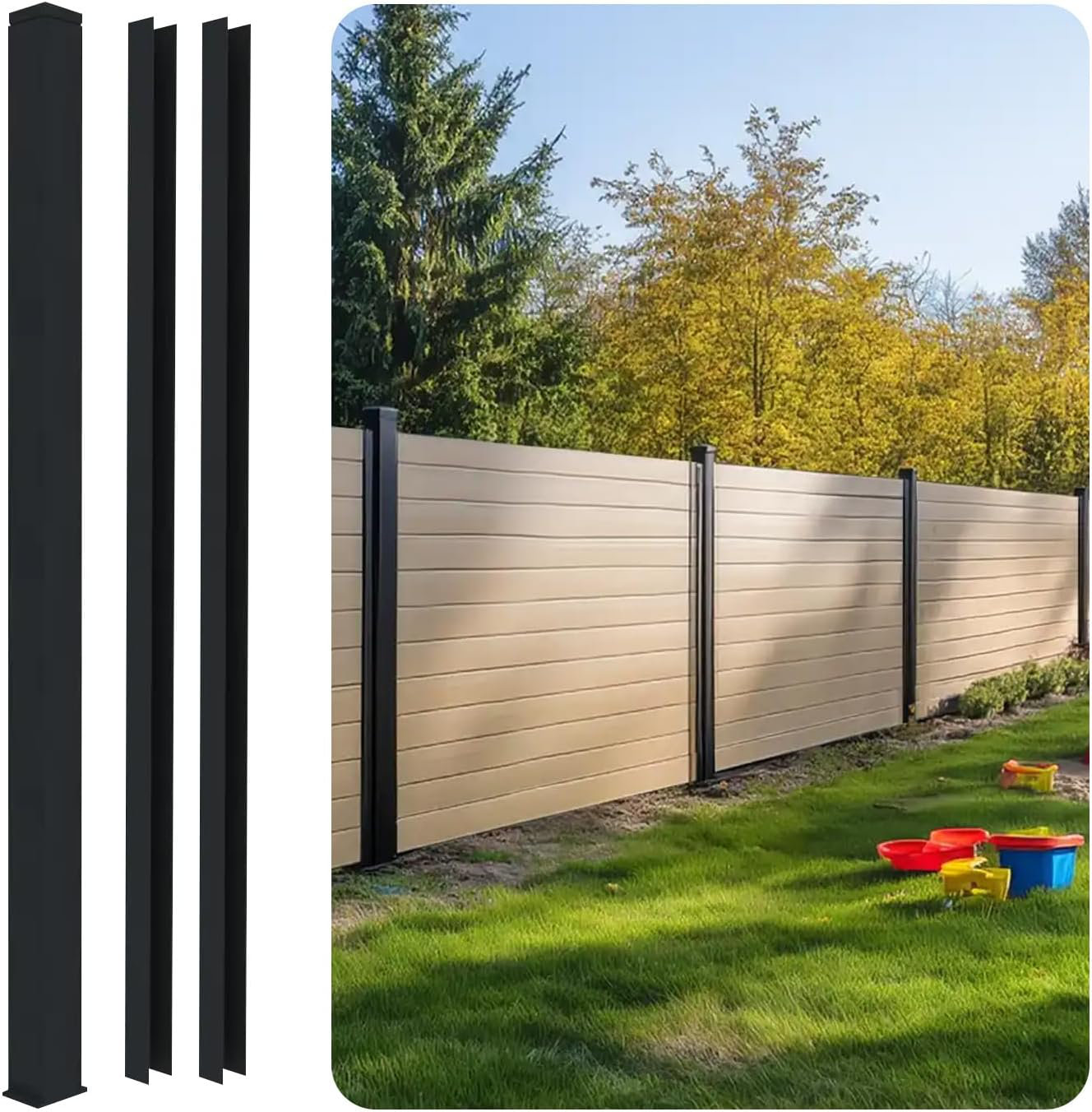 CR Home 6ft Wood Fence Kit, 1 Metal End Post With 2 Channels, Heavy ...