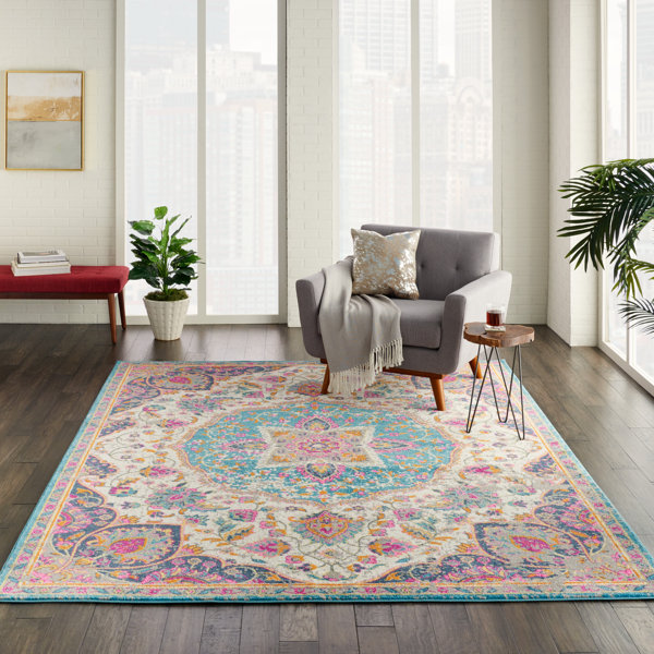 Langley Street Verda Oriental Ivory/Pink/Blue Area Rug & Reviews | Wayfair
