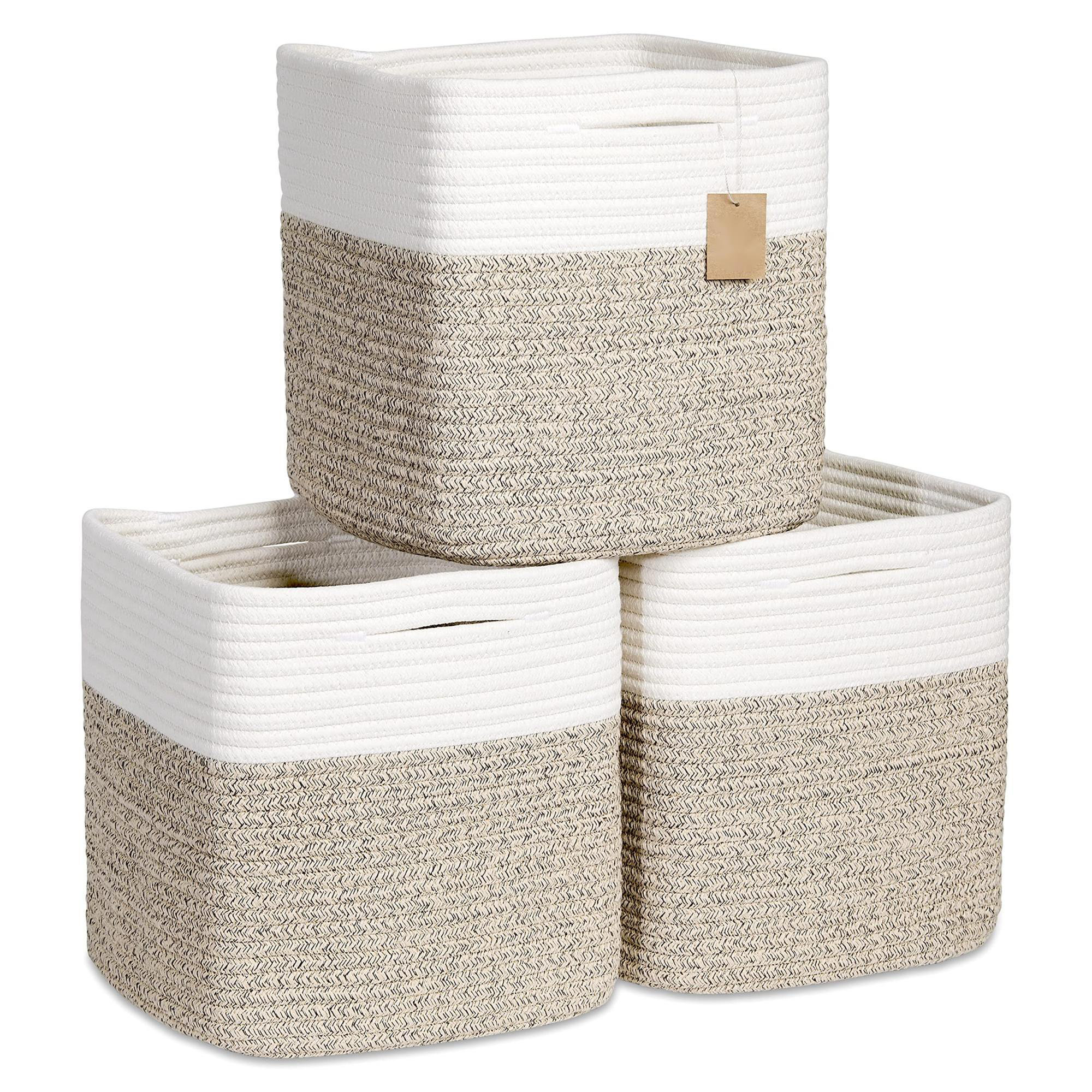 Rosecliff Heights Storage Cubes 11 Inch Cotton Rope Woven Baskets For ...