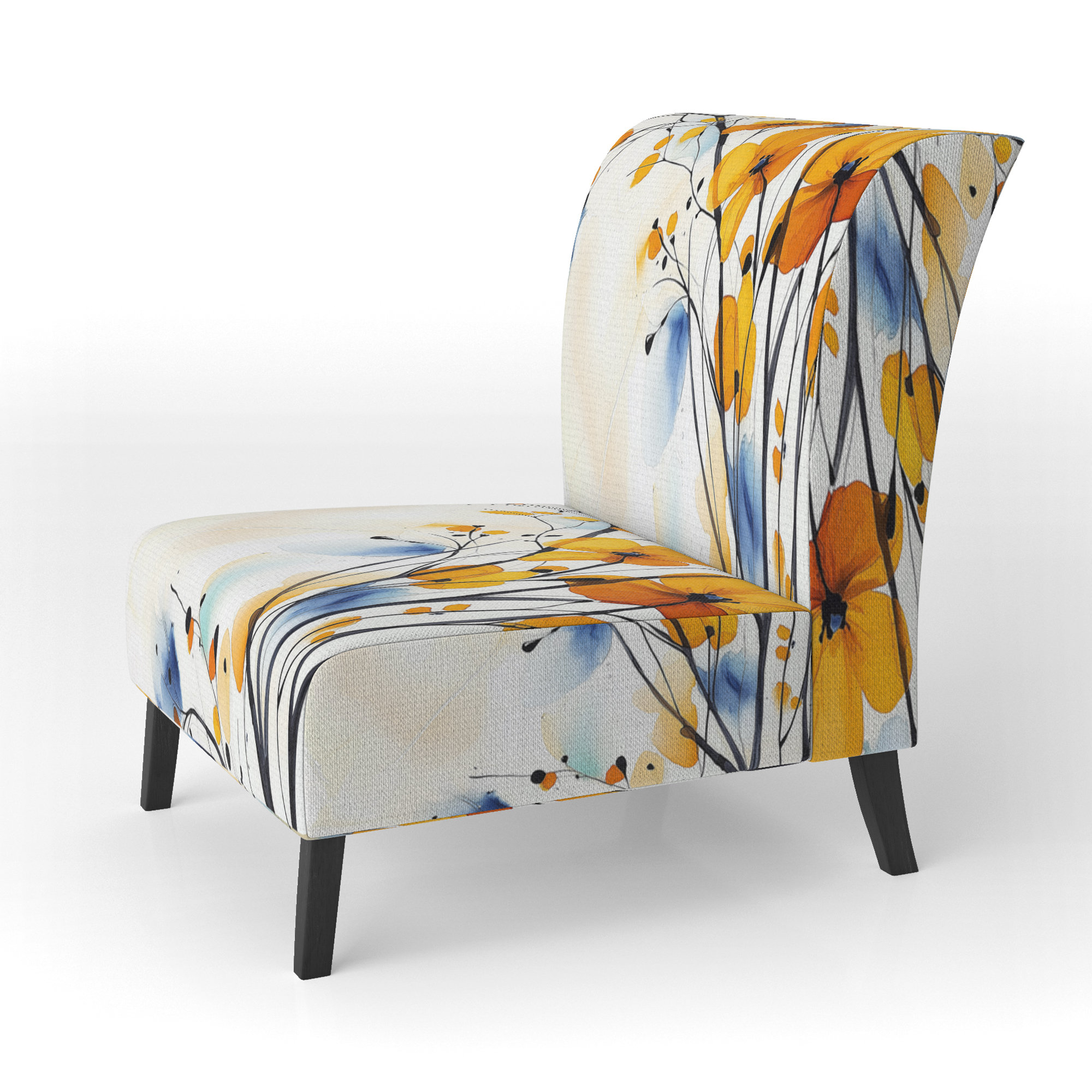 East Urban Home Abstract Flowers - Traditional Upholstered Slipper ...