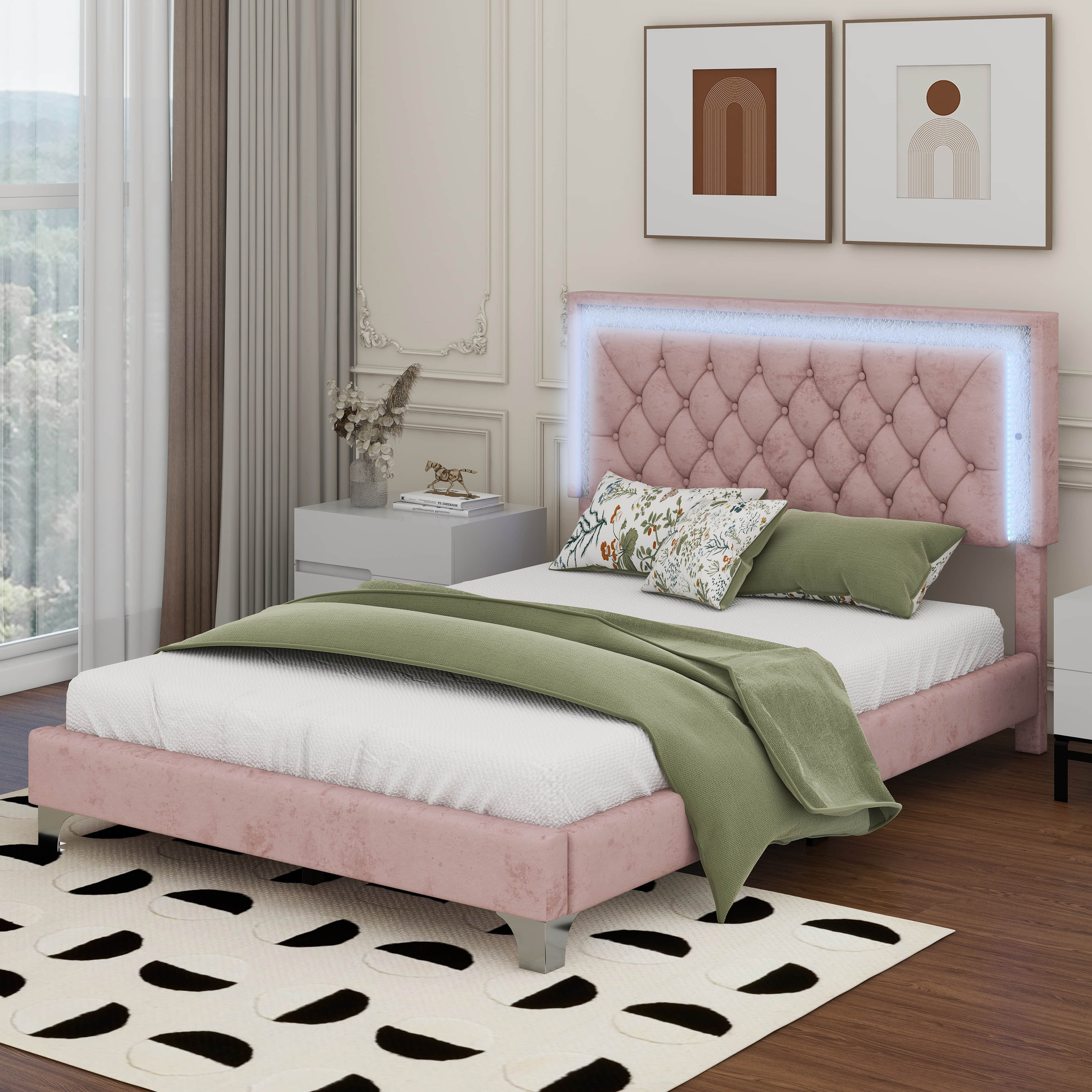 House of Hampton® Jodean Full Size Upholstered Modern Platform Bed with ...