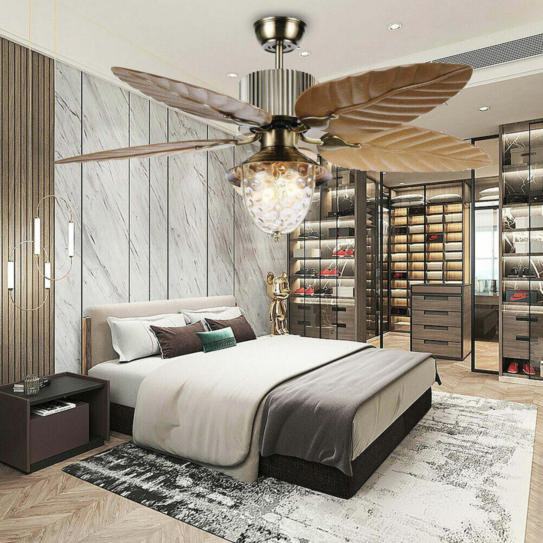 Bayou Breeze 52'' Creative Design Glass Shade Retro Ceiling Fan Light ...