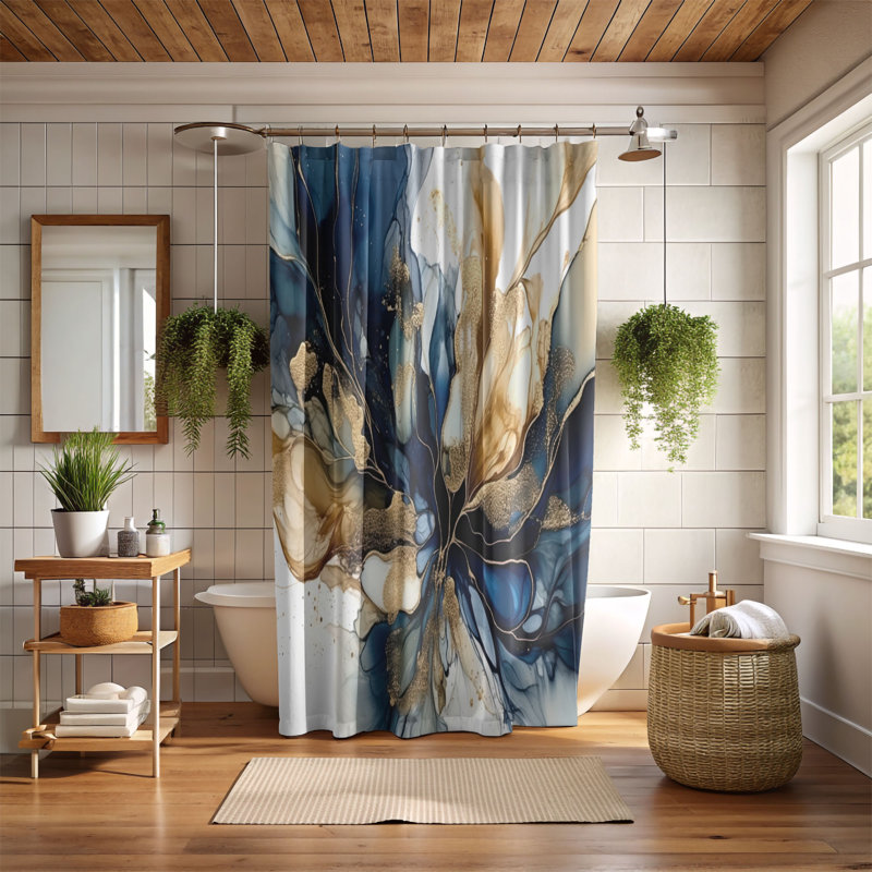 MentionedYou Abstract Shower Curtain | Wayfair