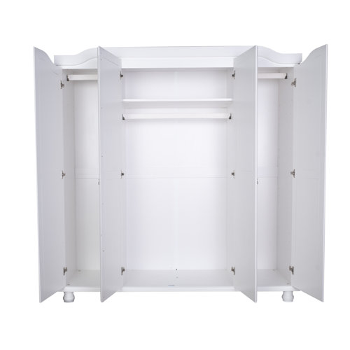 Charlton Home® Kyle 100% Solid Wood 4-door Wardrobe Armoire with ...