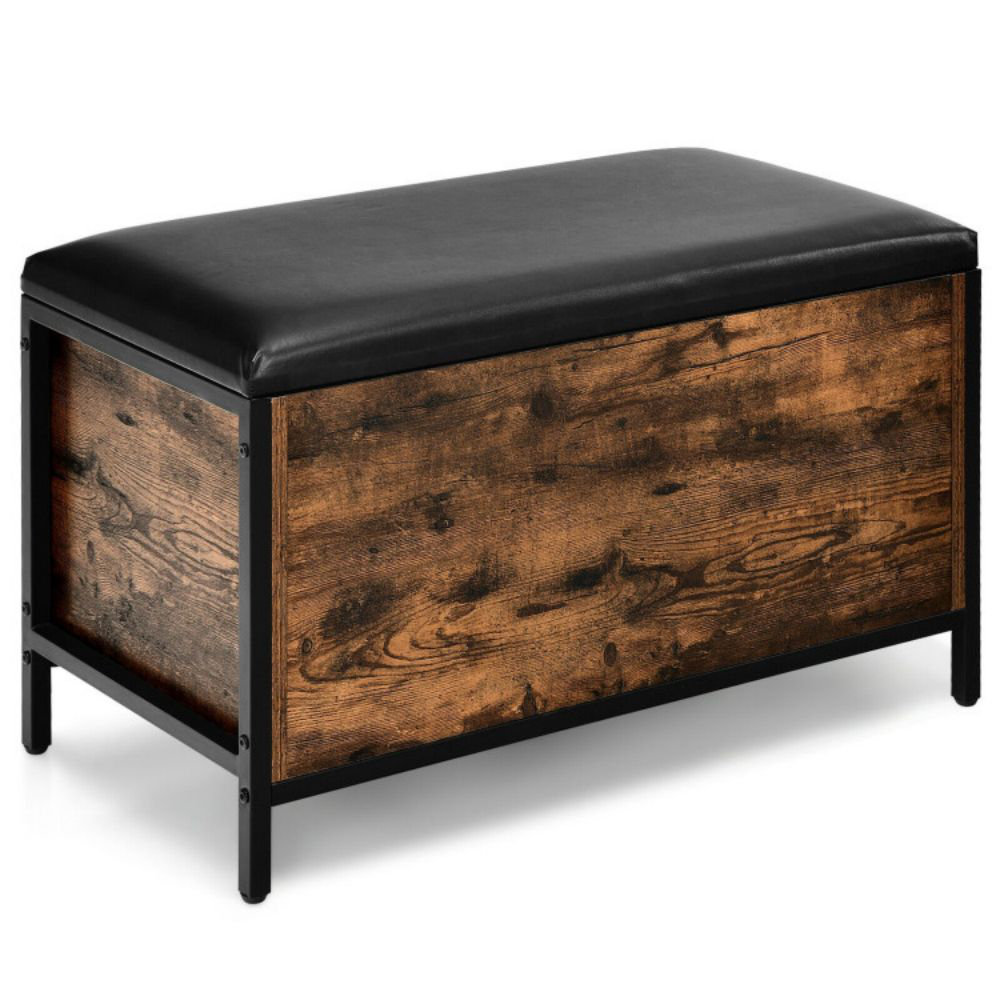 17 Stories Faux Leather Flip Top Storage Bench | Wayfair