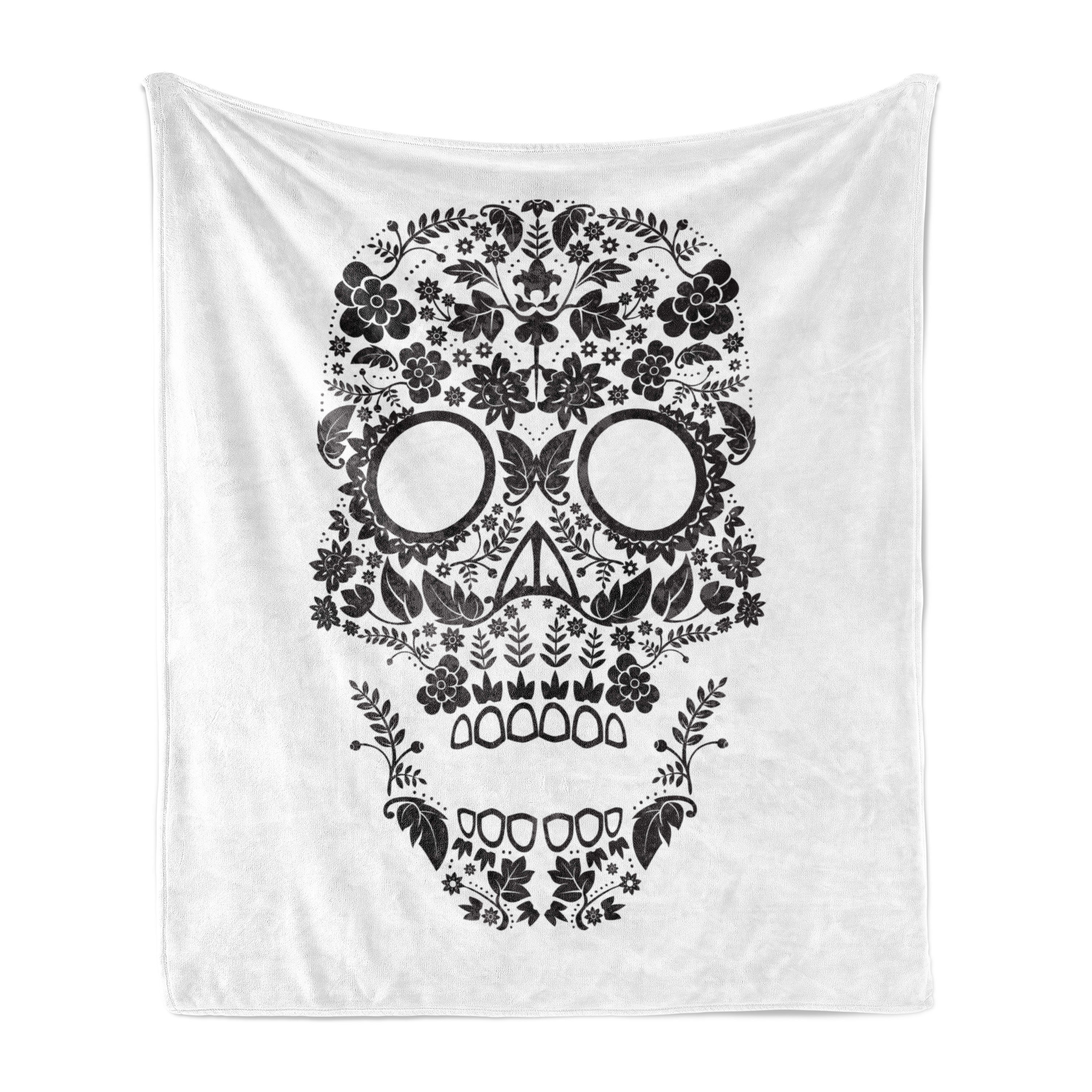 Ambesonne Sugar Skull Fleece Throw Blanket Latin Tradition Art White ...