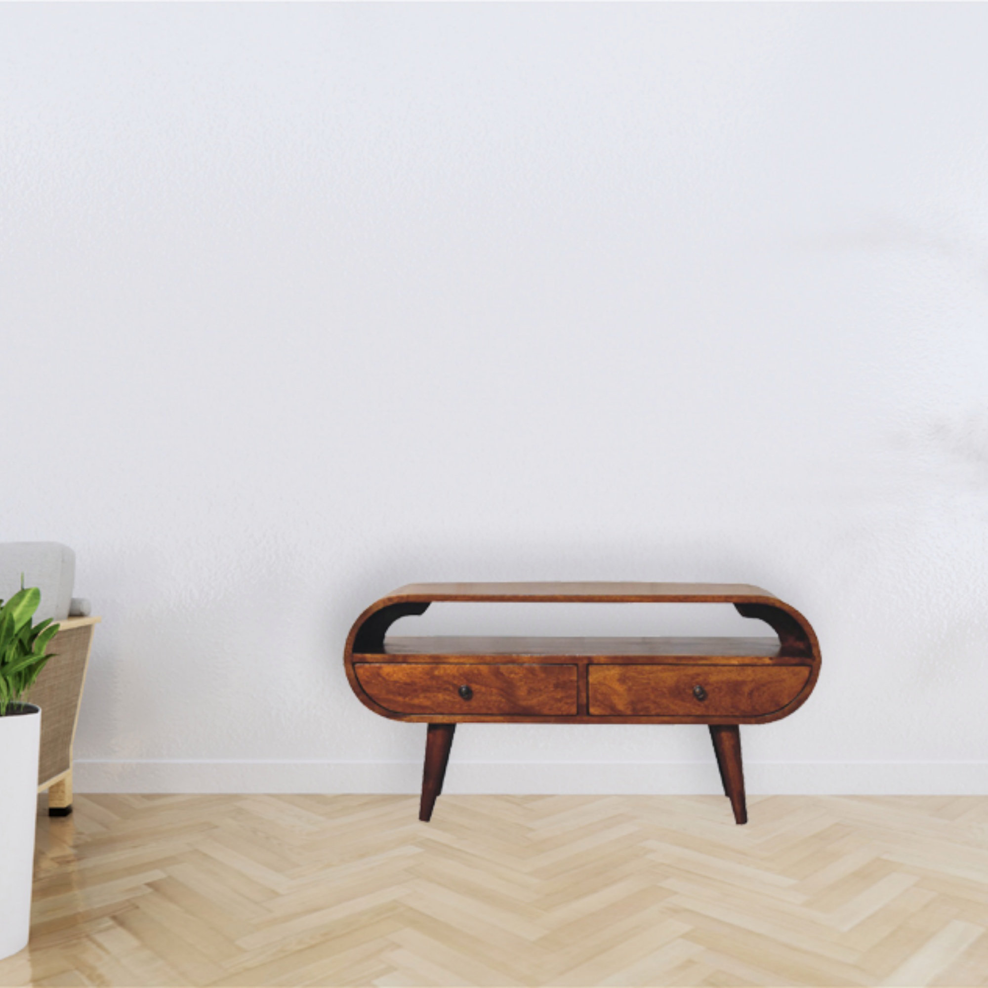 George Oliver Chestnut Circular TV Stand (TV Stand) | Wayfair