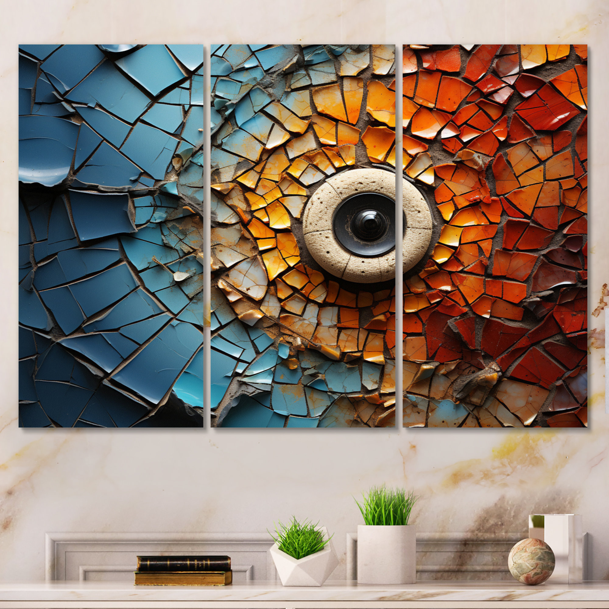 Wrought Studio™ Bicycle Mosaic Spokes II - 3 Piece Wrapped Canvas Print ...