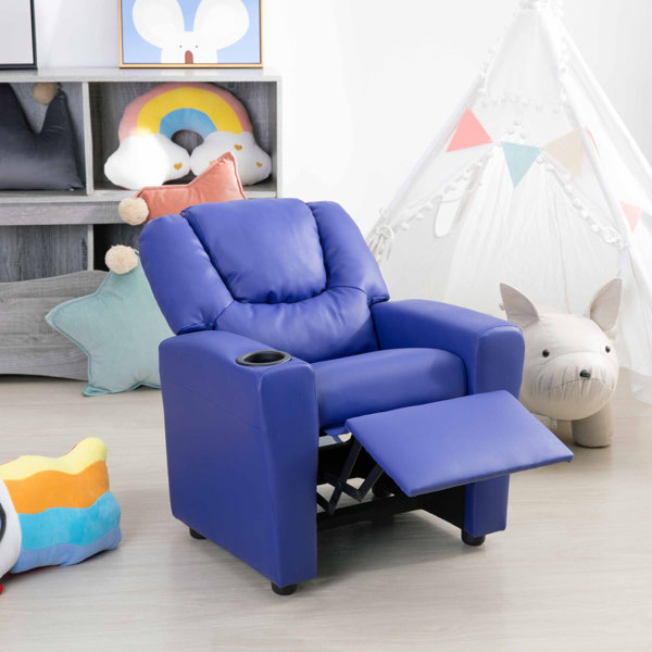 Winston Porter Kazlynn Kids Push Back Recliner Chair with Footrest and ...