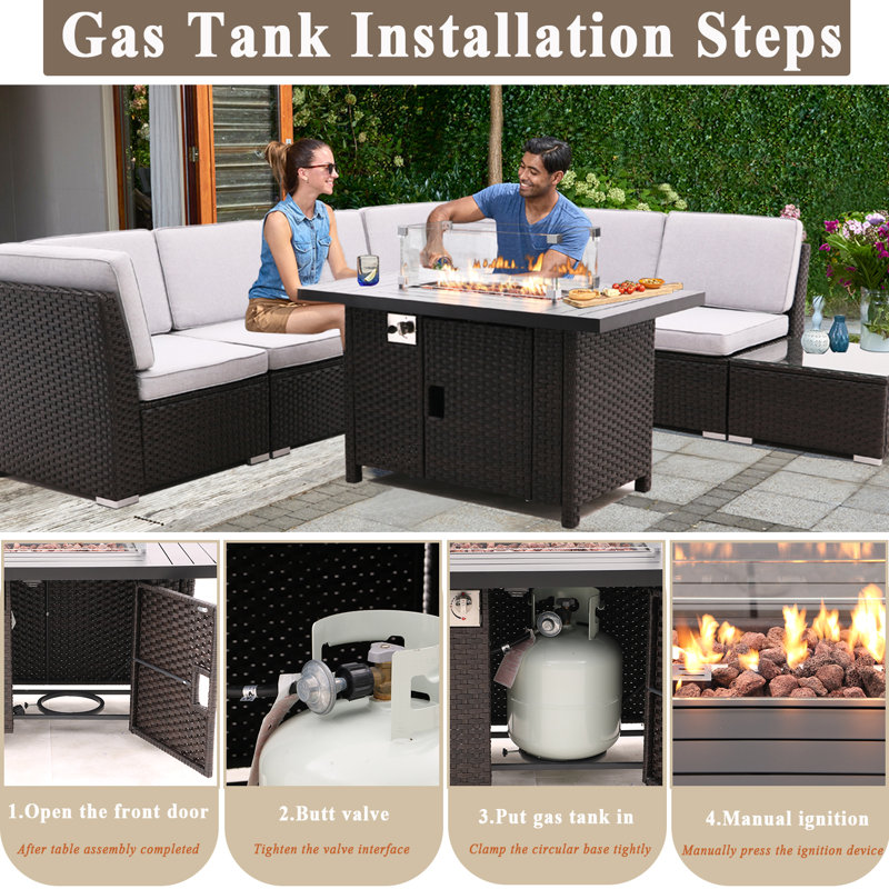 Latitude Run® Damera 24.2'' H x 46'' W Aluminum Propane Outdoor Fire ...