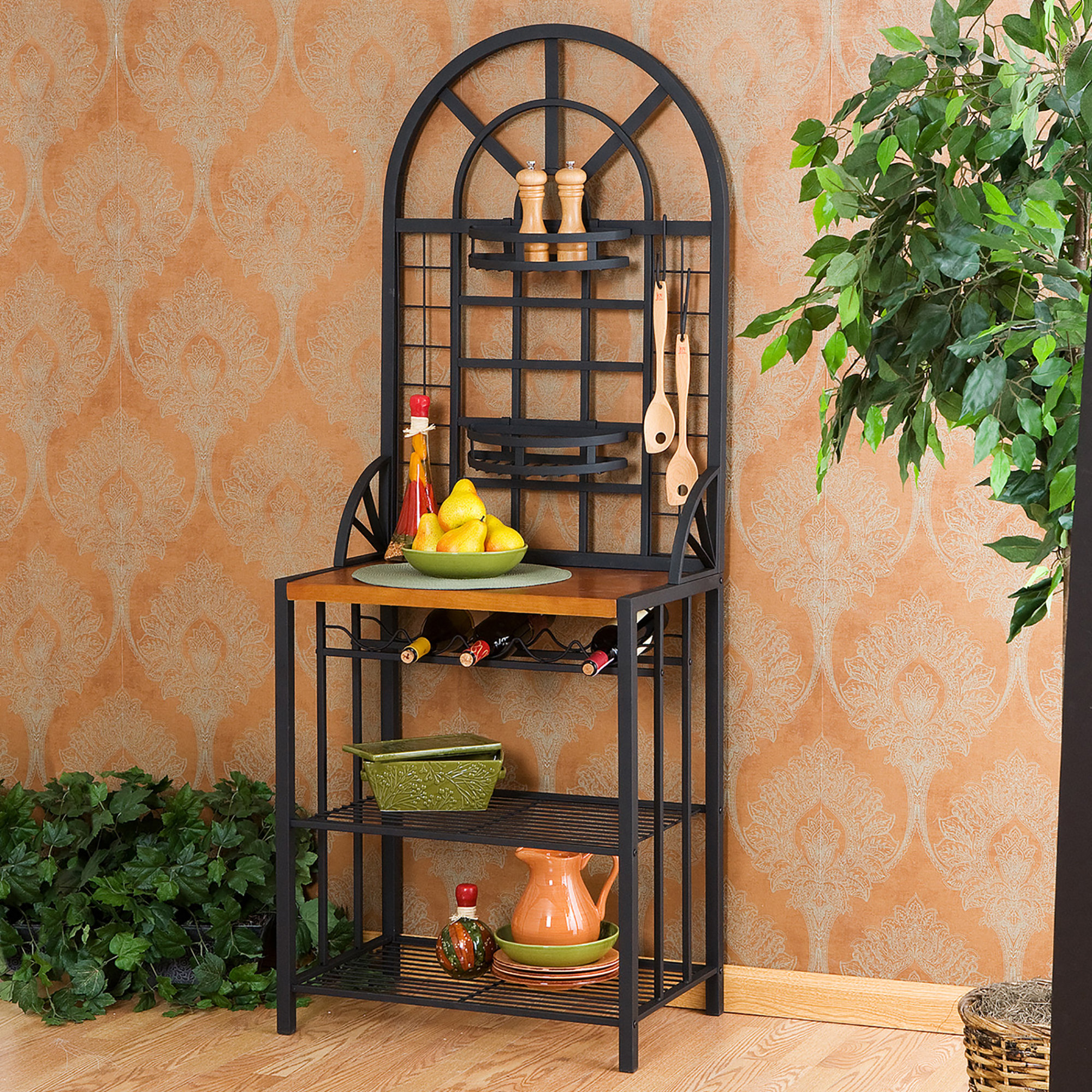 Wildon Home® 25.75'' Steel Standard Baker's Rack with Wine Bottle ...