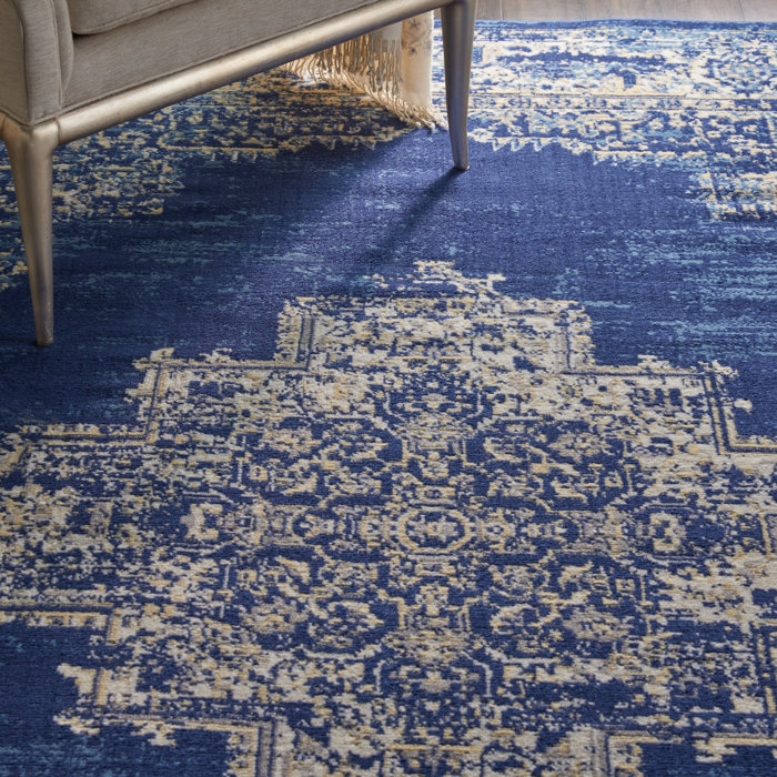 Bungalow Rose Burnie Oriental Blue/White Area Rug & Reviews | Wayfair