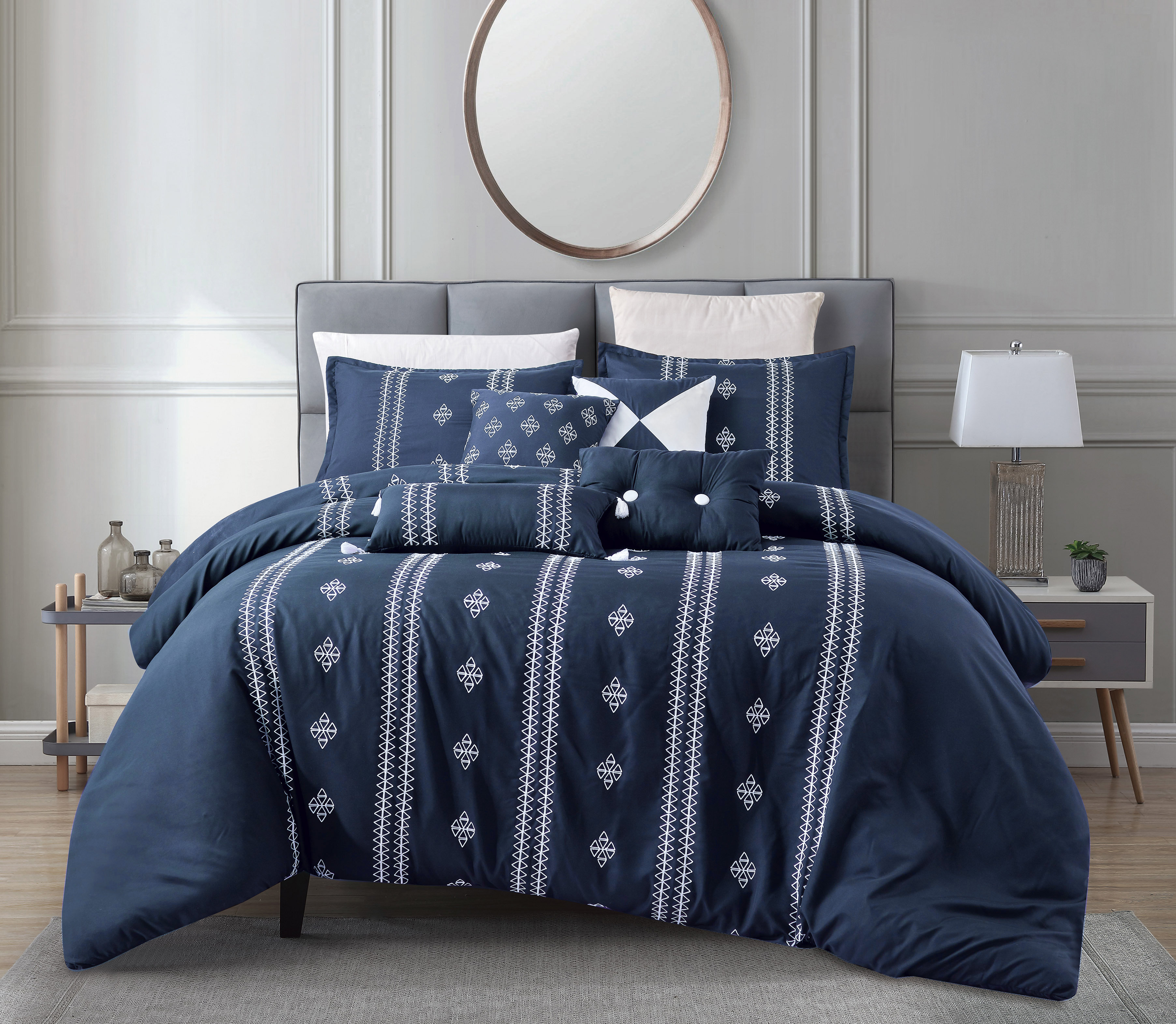 Lady Sandra Blue Microfiber 7 Piece Comforter Set | Wayfair