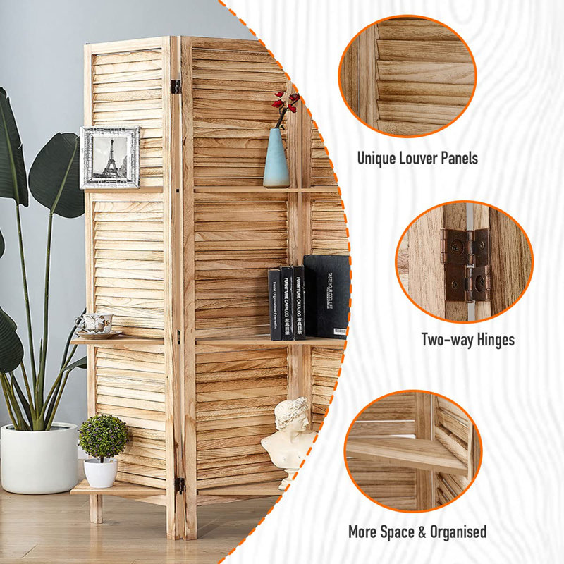 Gracie Oaks Lorrika67" H Wood Folding Room Divider Dual-hingers Privacy ...