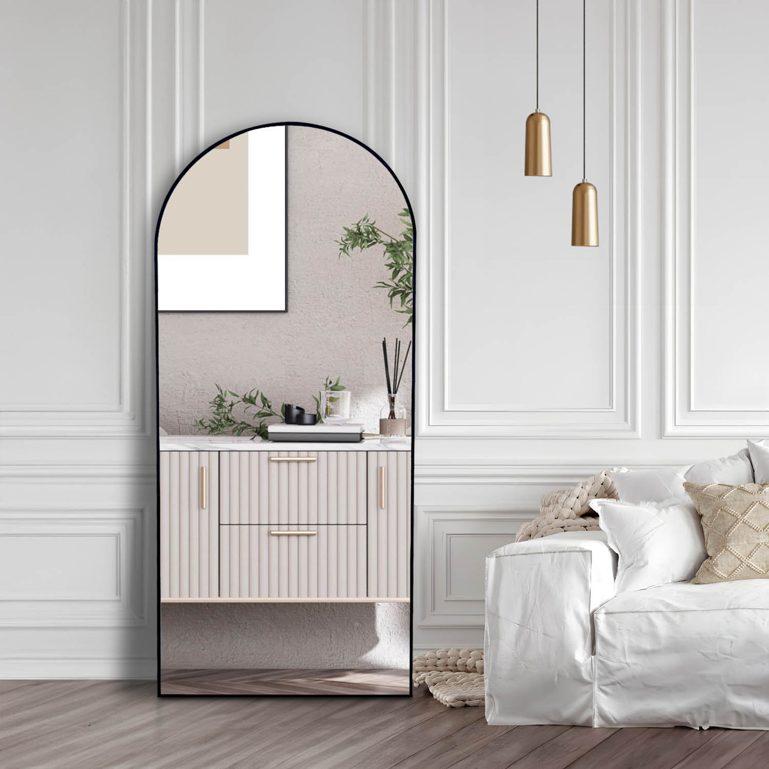 MIRRONA Large Arch Metal Floor Mirror & Reviews | Wayfair