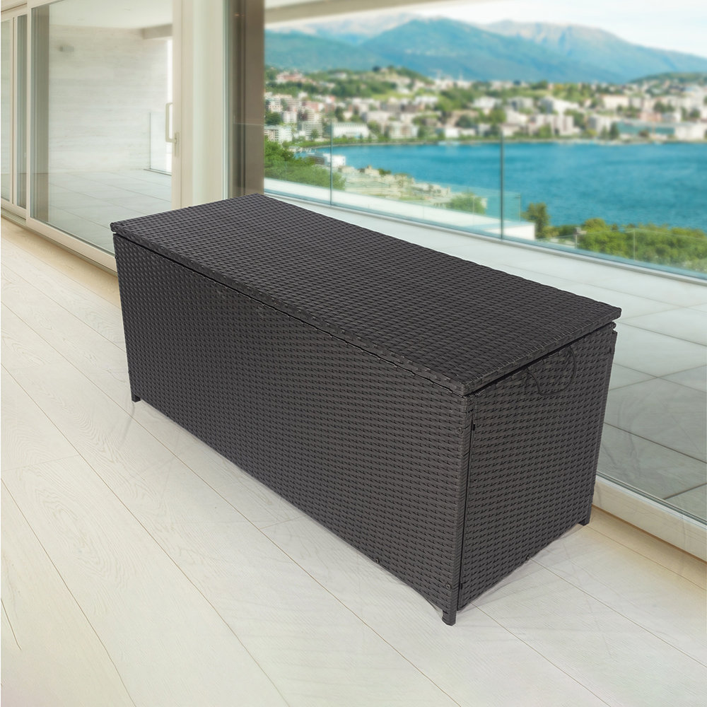 R&M Furniture Black Wicker Patio Deck Boxes With Lid - Wayfair Canada