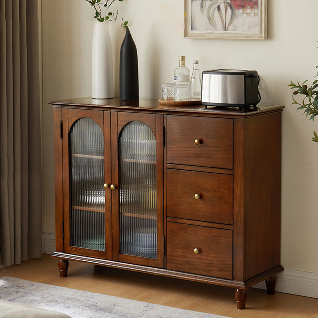 Vivid Space Creation Modern solid wood multi-purpose accent cabinet ...