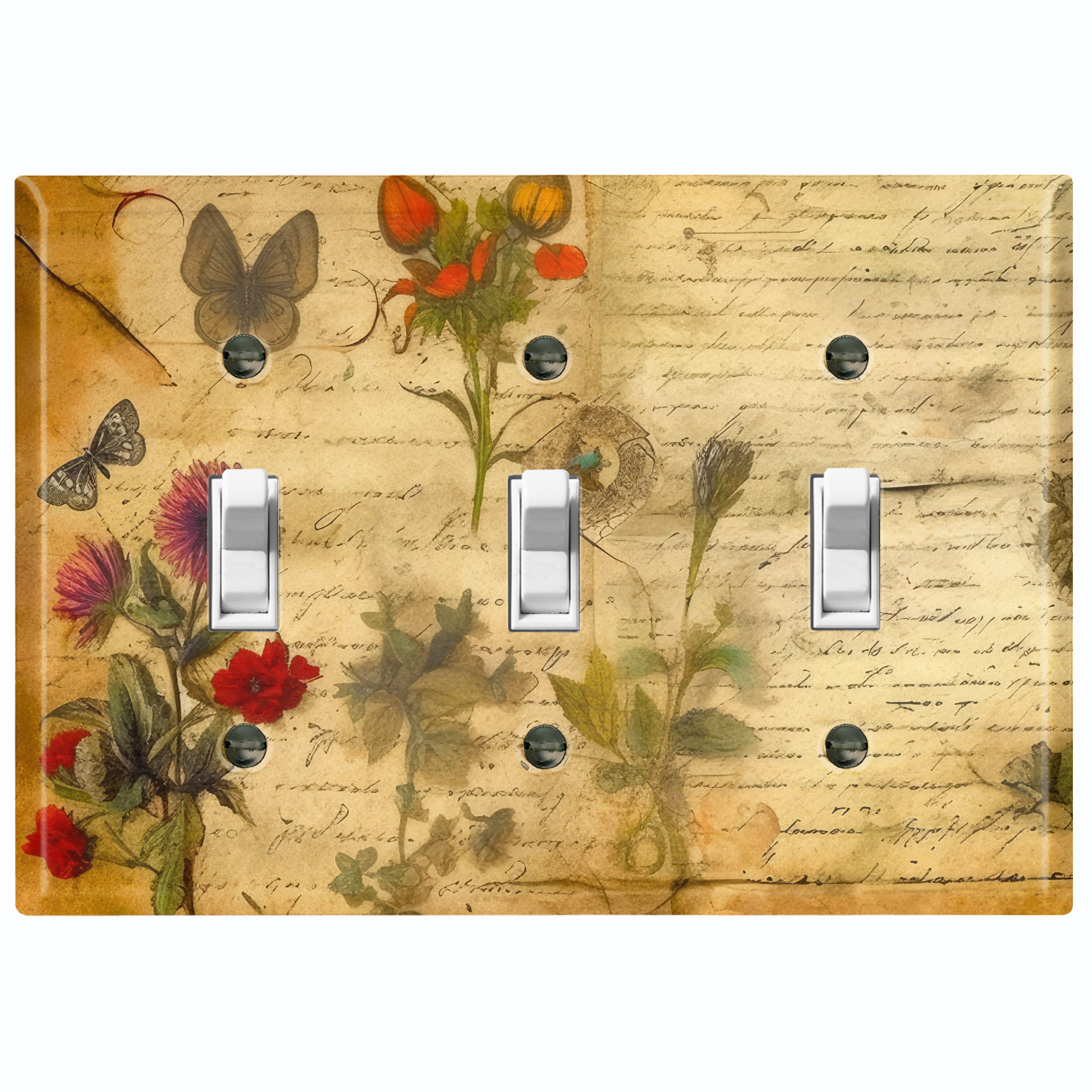 WorldAcc Nature Themed 3 - Gang Rocker Standard Wall Plate | Wayfair