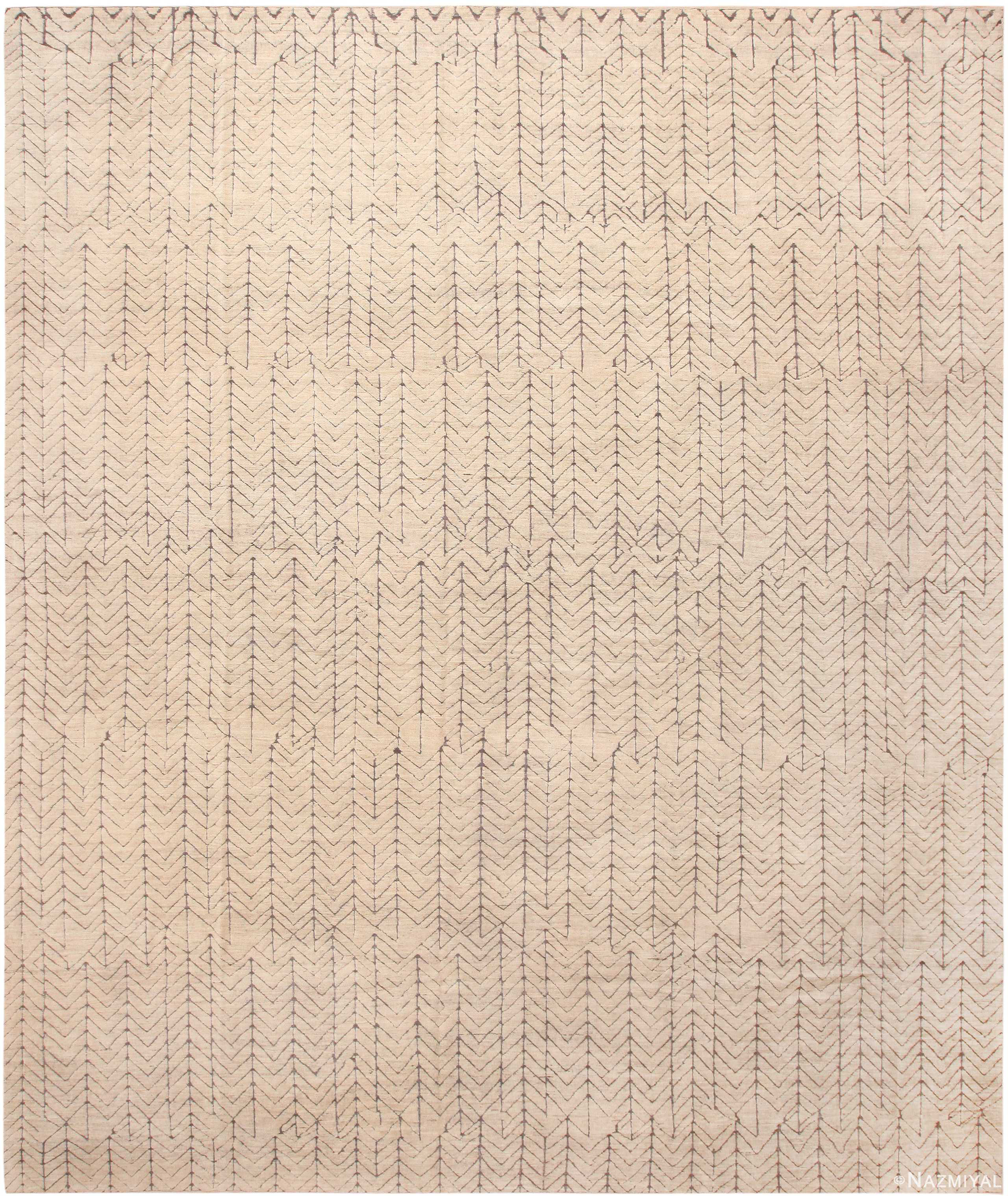 Nazmiyal Collection One-of-a-Kind Large Primitive Motif Ivory/Gray ...