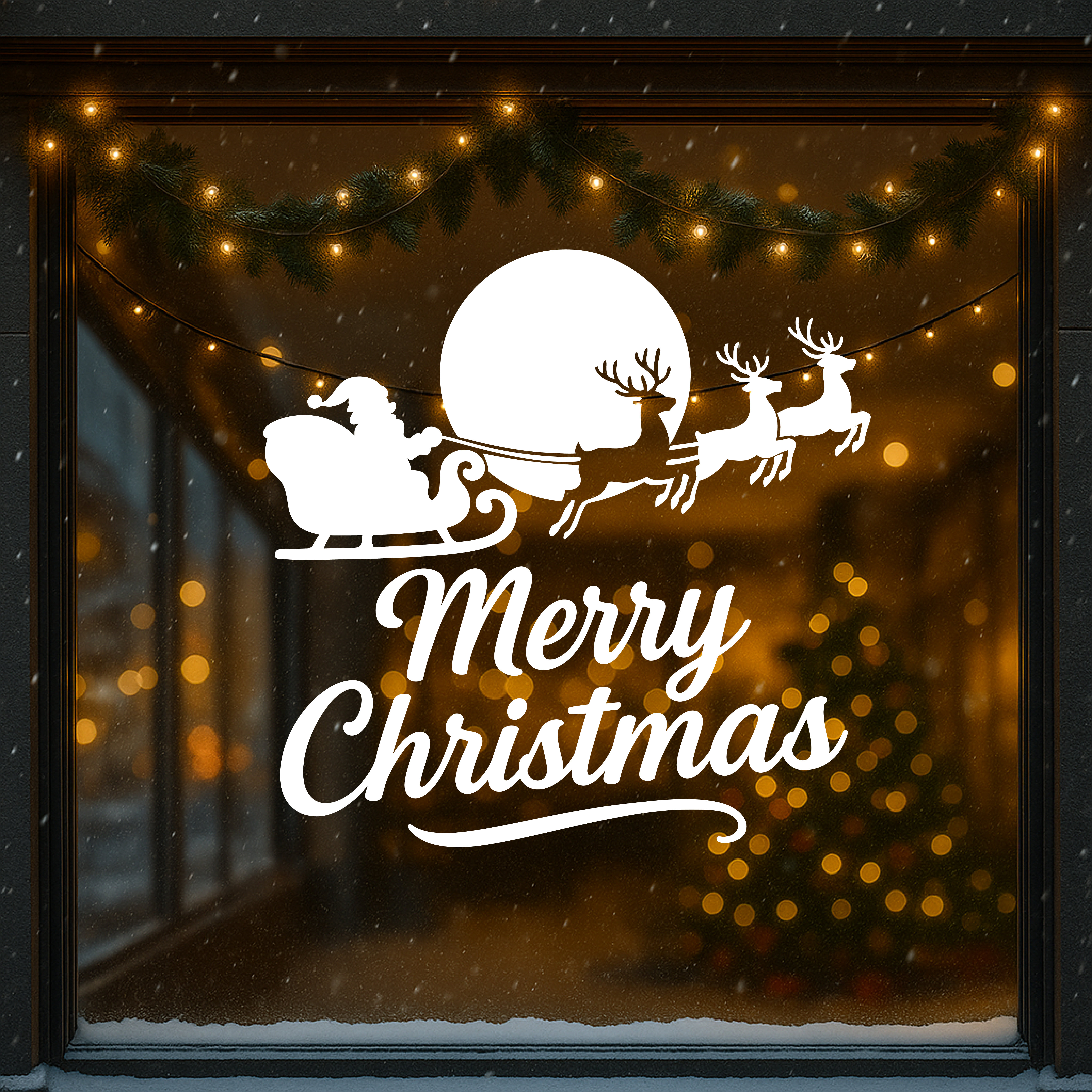 Darby Home Co Merry Christmas Wall Sticker – Santa Sleigh And Reindeer ...