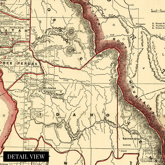 HISTORIC PRINTS HISTORIX Vintage 1896 Idaho State Map - 24X30 Inch ...