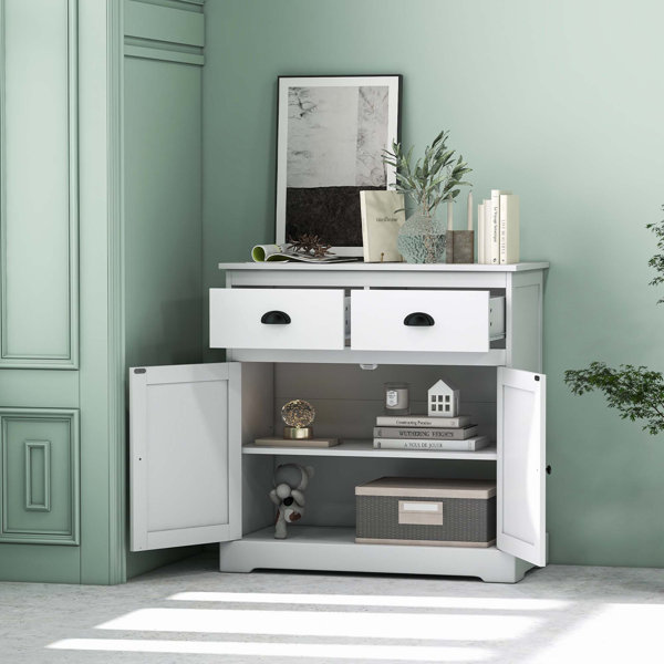 Winston Porter Kitchen Buffet Storage Cabinet With 2 Doors 2 Storage ...