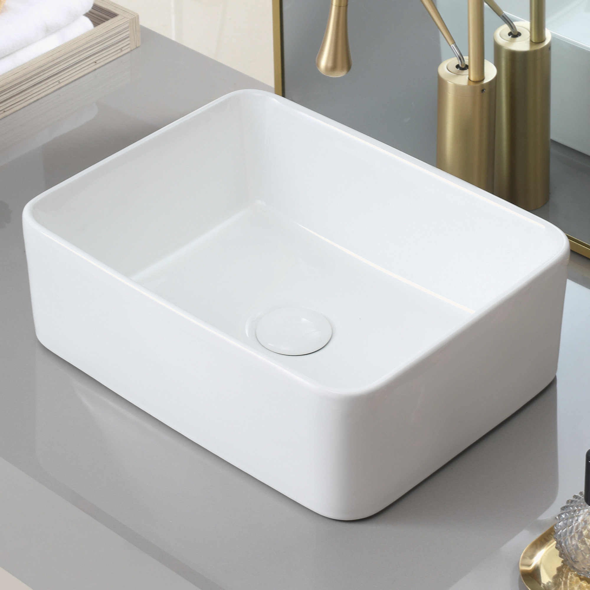Tech Cube Vessel Bathroom Sink Basin Ceramic Single Basin Ceramic ...
