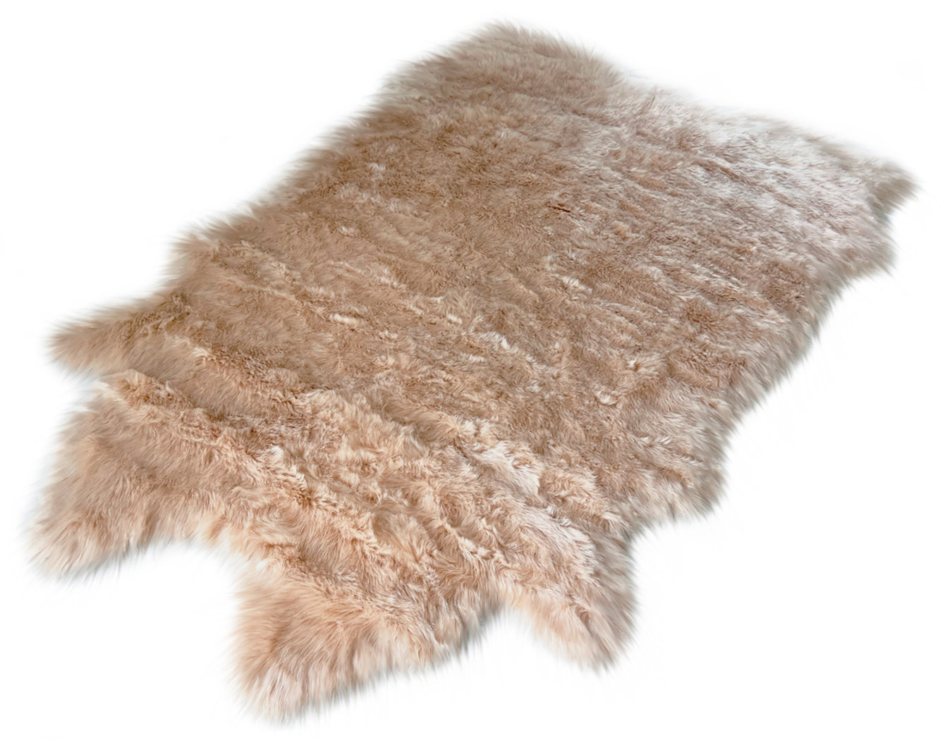 Spectrum Rugs Faux Bison Skin Fur Shag Area Rug in Beige | Wayfair