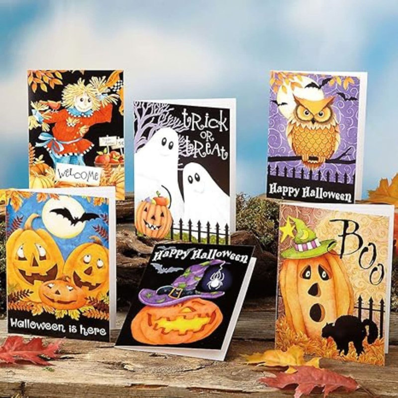 The Holiday Aisle® Halloween Greeting Cards: Themed Holiday Set | Wayfair