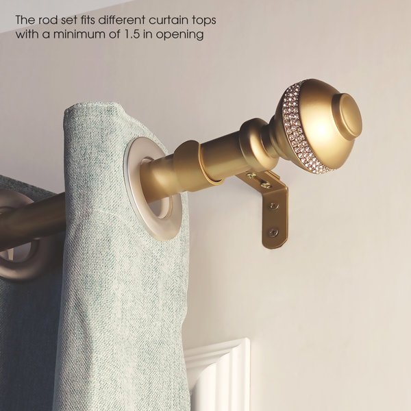 House of Hampton® Igor Gold Iron Adjustable 1.125'' Single Curtain Rod ...