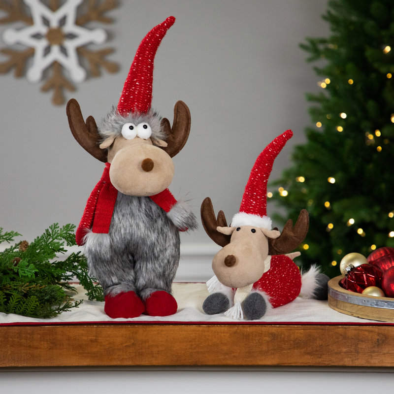 Northlight Seasonal Standing Plush Moose Christmas Figure - 20" - Gray ...