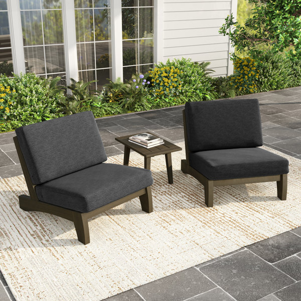 Ebern Designs Polett Outdoor Conversation Set Solid Wood Group With ...