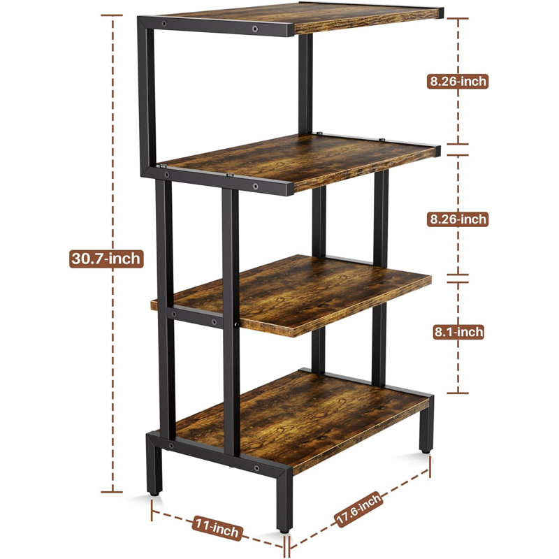17 Stories 4-Tier Stereo Stand Cabinet, Rustic Brown | Wayfair