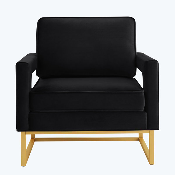 Mercer41 Upholstered Accent Chair with Gold Metal Base | Wayfair