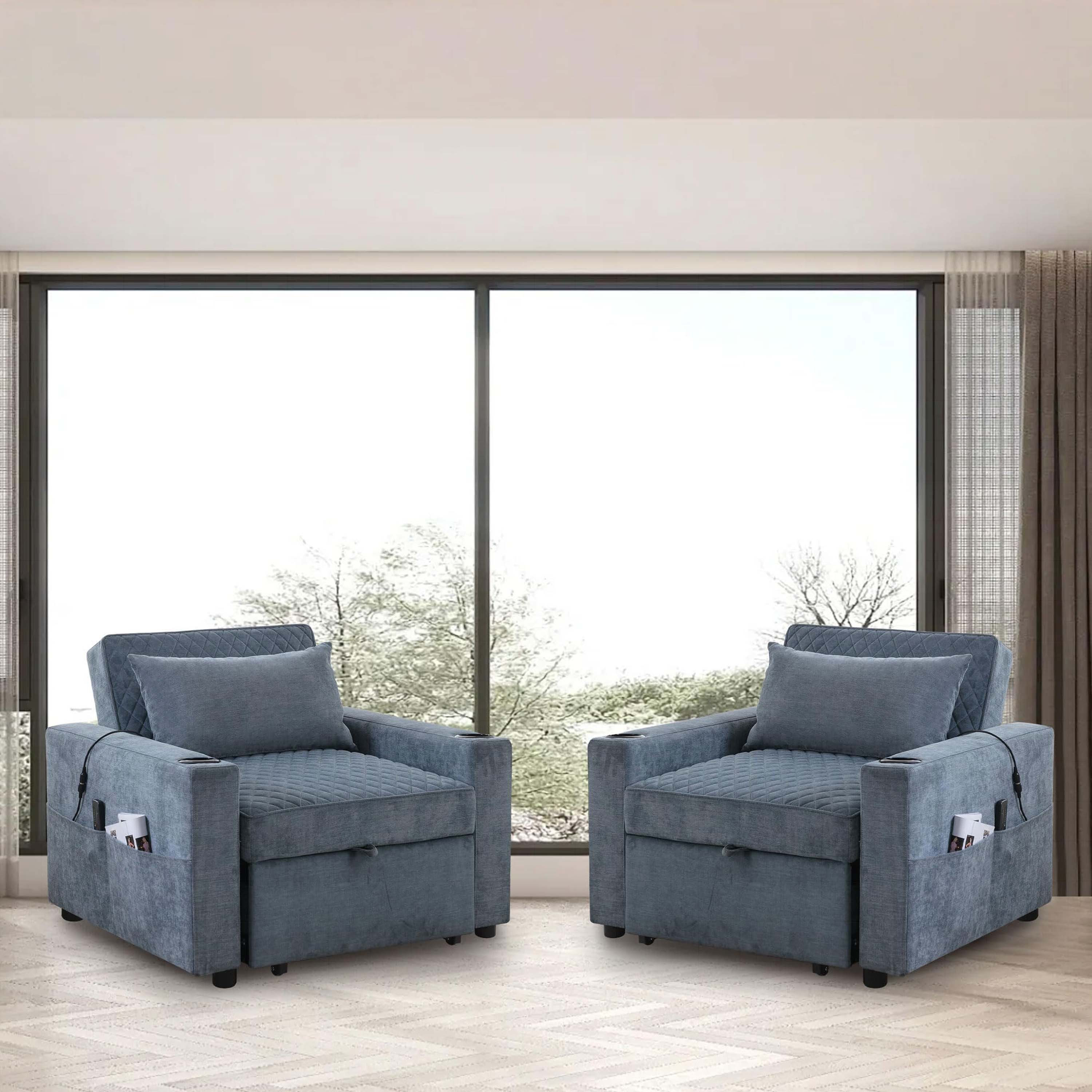 Ebern Designs Versatile Convertible Chair Bed with Advanced Massage and ...