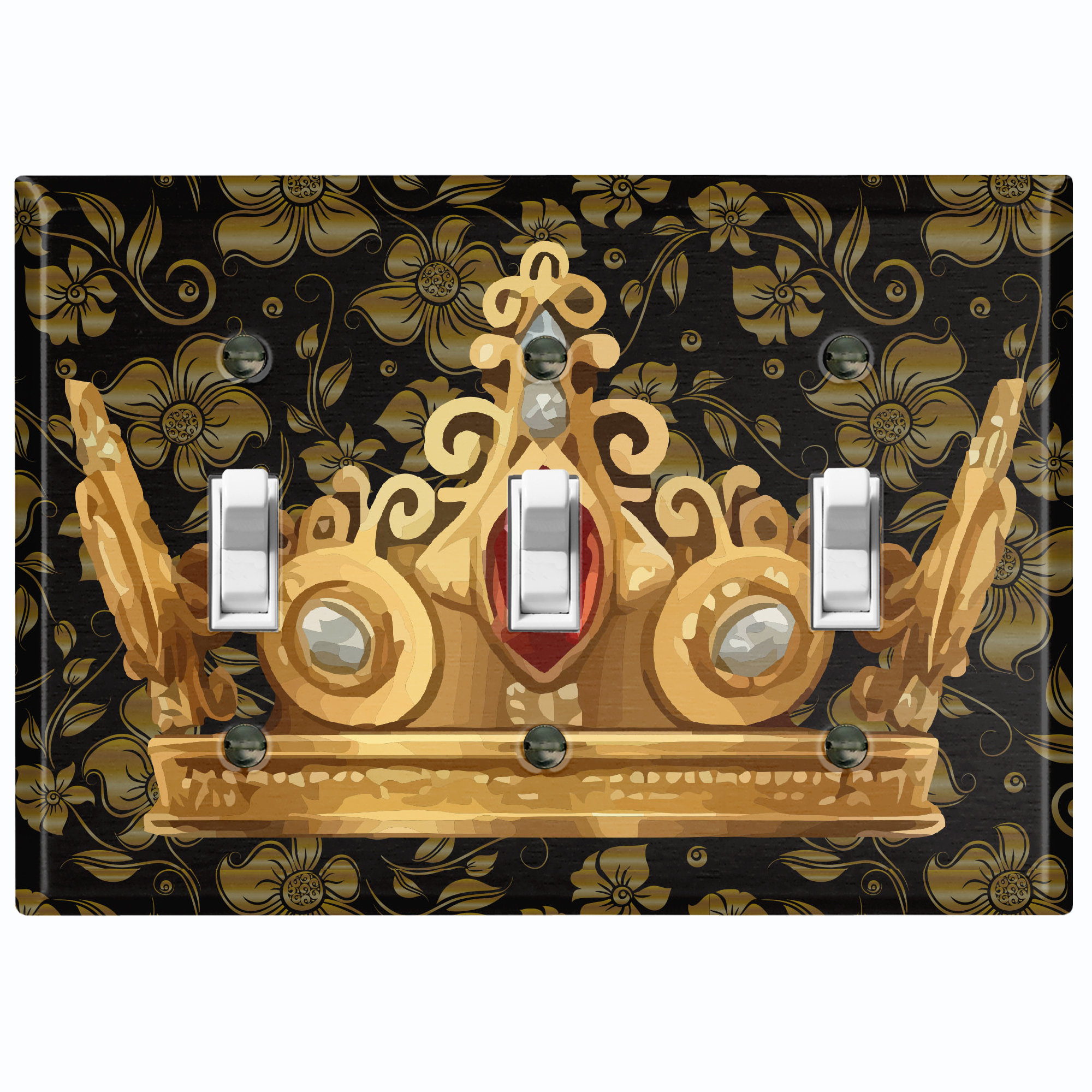 WorldAcc Elegant Red Jewel Crown Print Nature Themed 3 - Gang Toggle ...